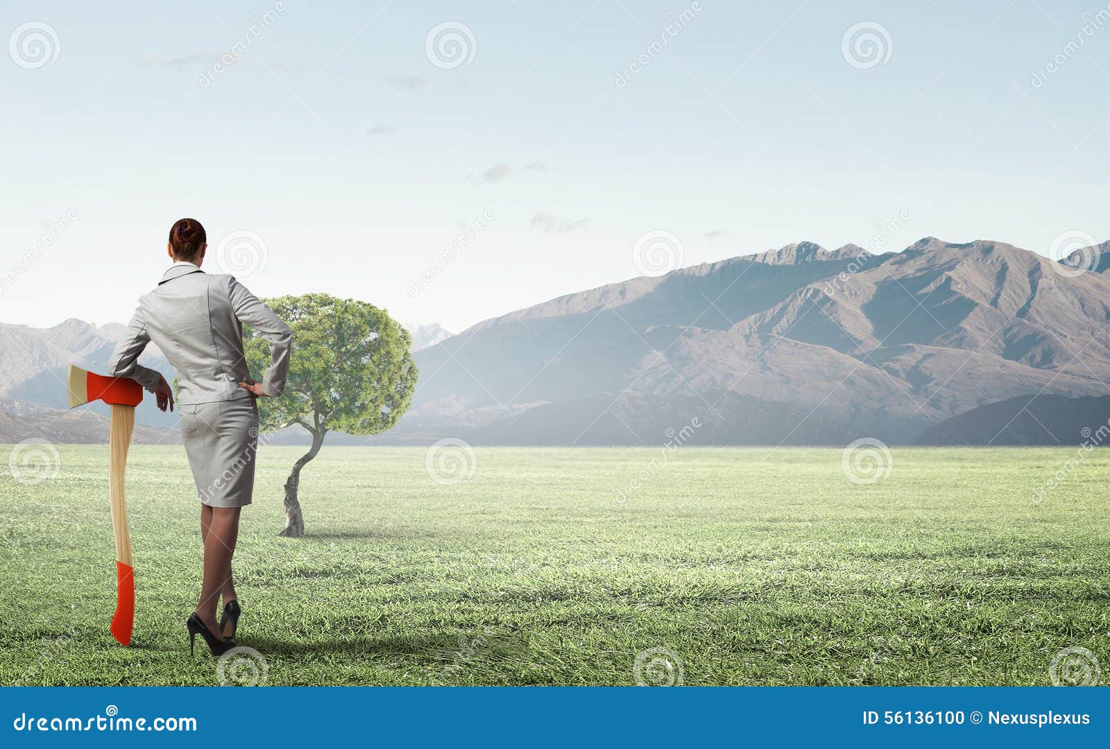 Stop cutting trees stock photo. Image of concept, woman - 56136100