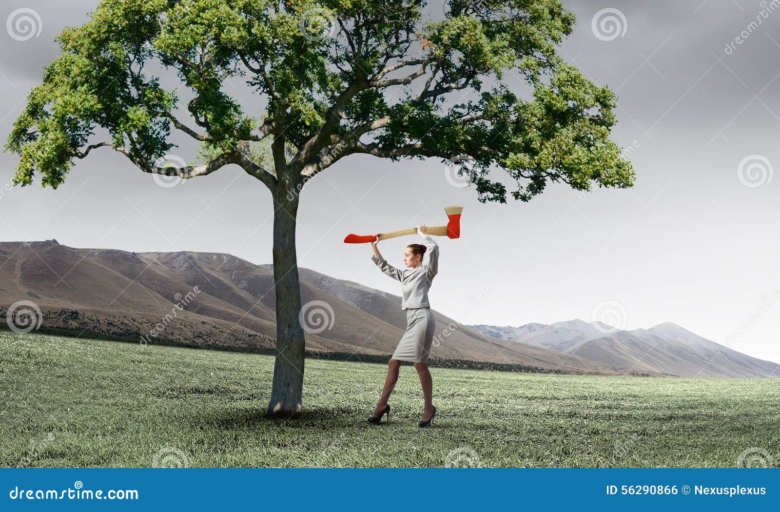 Stop cutting trees stock photo. Image of woman, pollution - 56290866