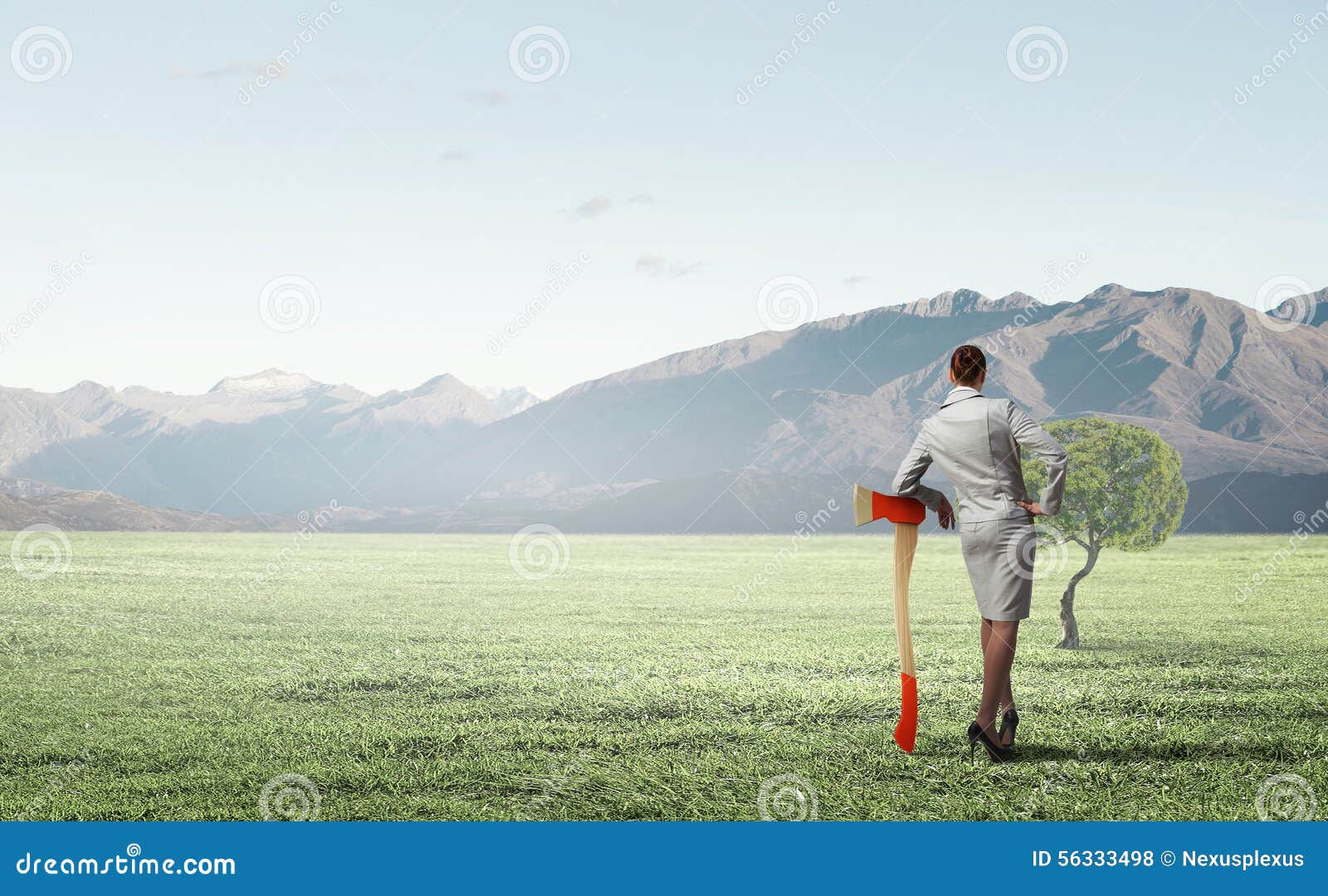 Stop cutting trees stock photo. Image of businesswoman - 56333498