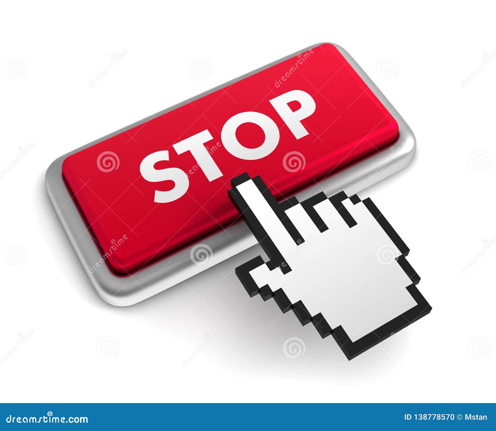 Stop Keyboard Concept 3d Illustration Stock Illustration - Illustration ...