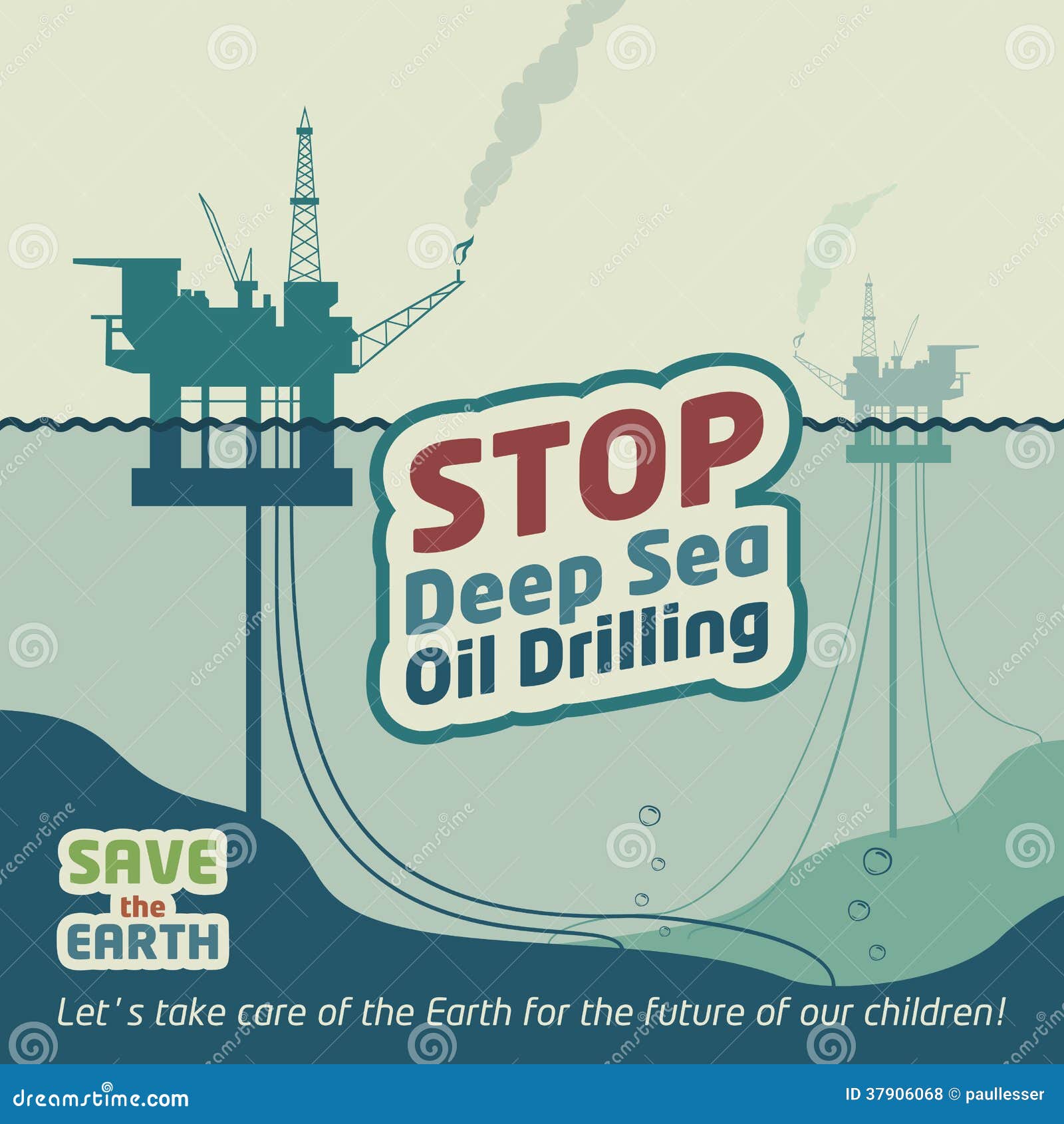 Stop deep sea oil drilling stock vector. Illustration of industrial ...