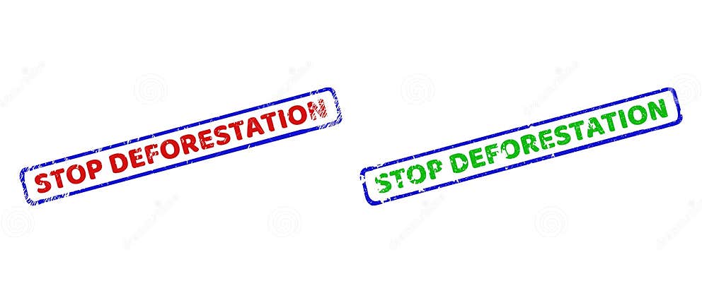 Stop Deforestation Bicolor Rough Rectangular Seals With Unclean Styles