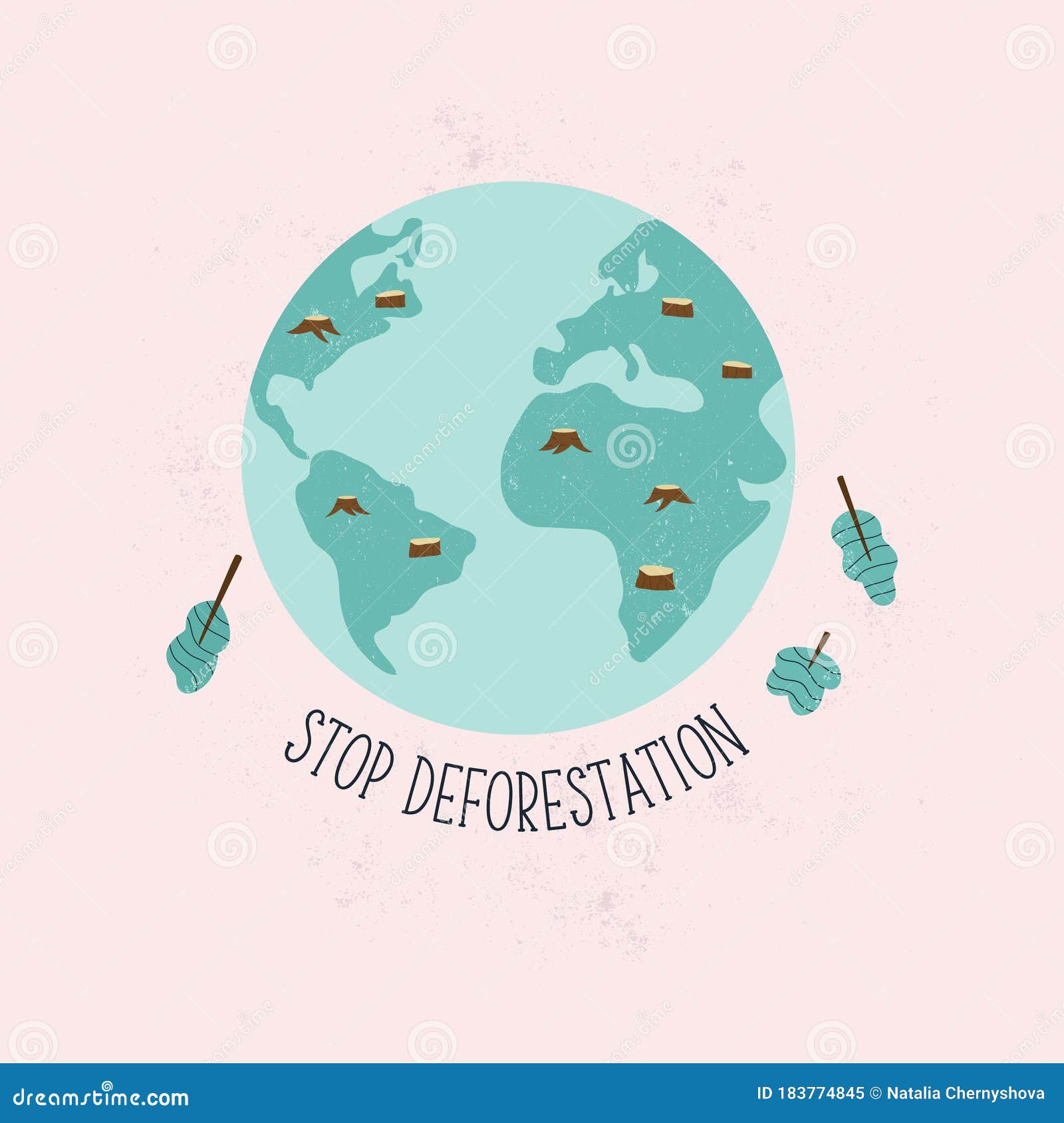 Stop Deforestation Concept Design with Globe and Cutted Trees Stock ...