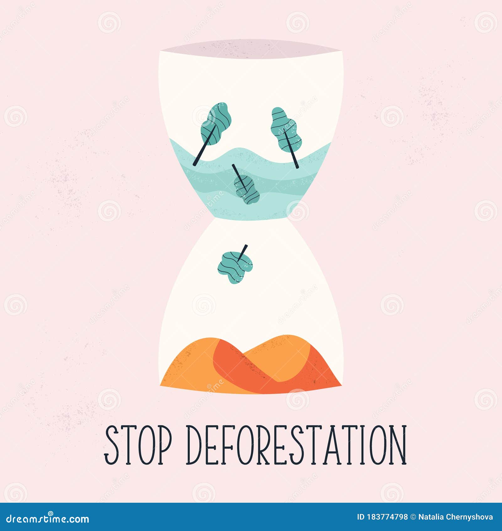 Stop Deforestation Concept Design with Sandglass and Cutted Trees Stock ...