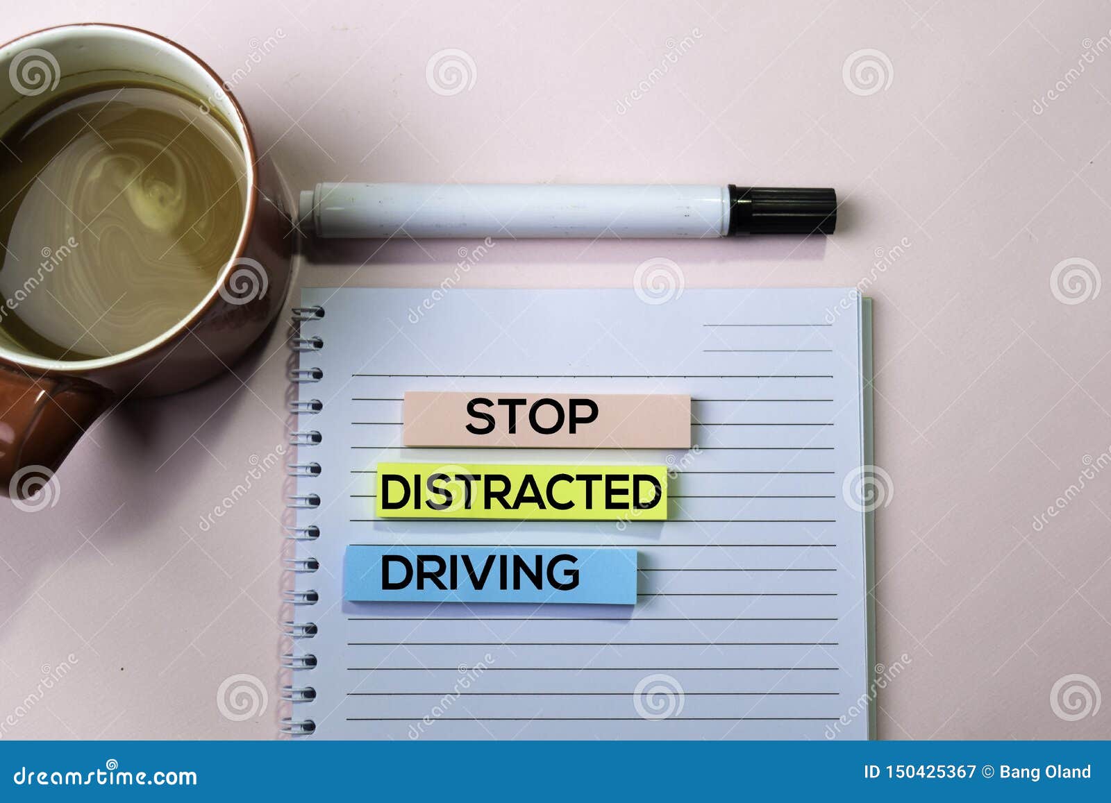 Stop Distracted Driving Text on Sticky Notes with Office Desk Concept ...