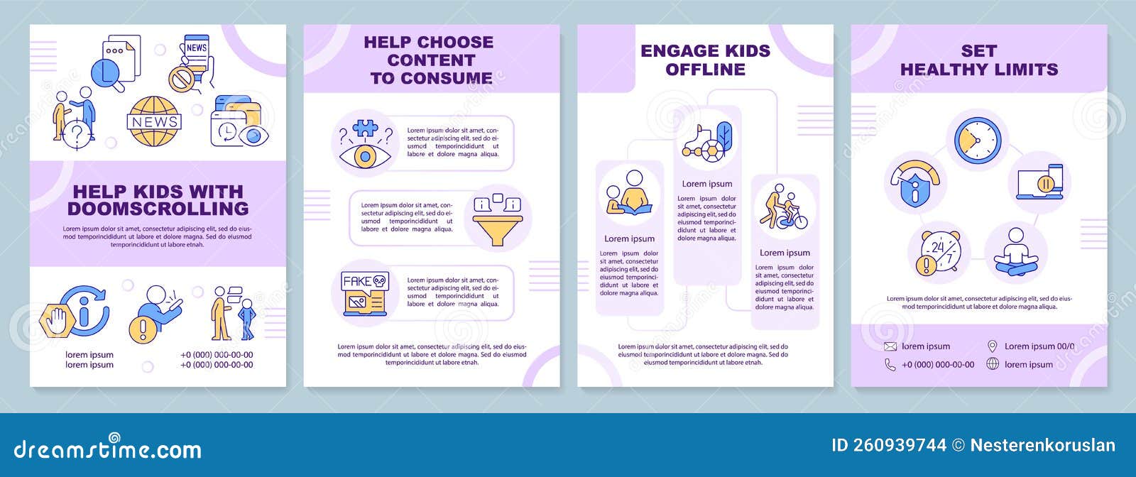 Stop Doomscrolling Tips For Parents Brochure Template Vector ...