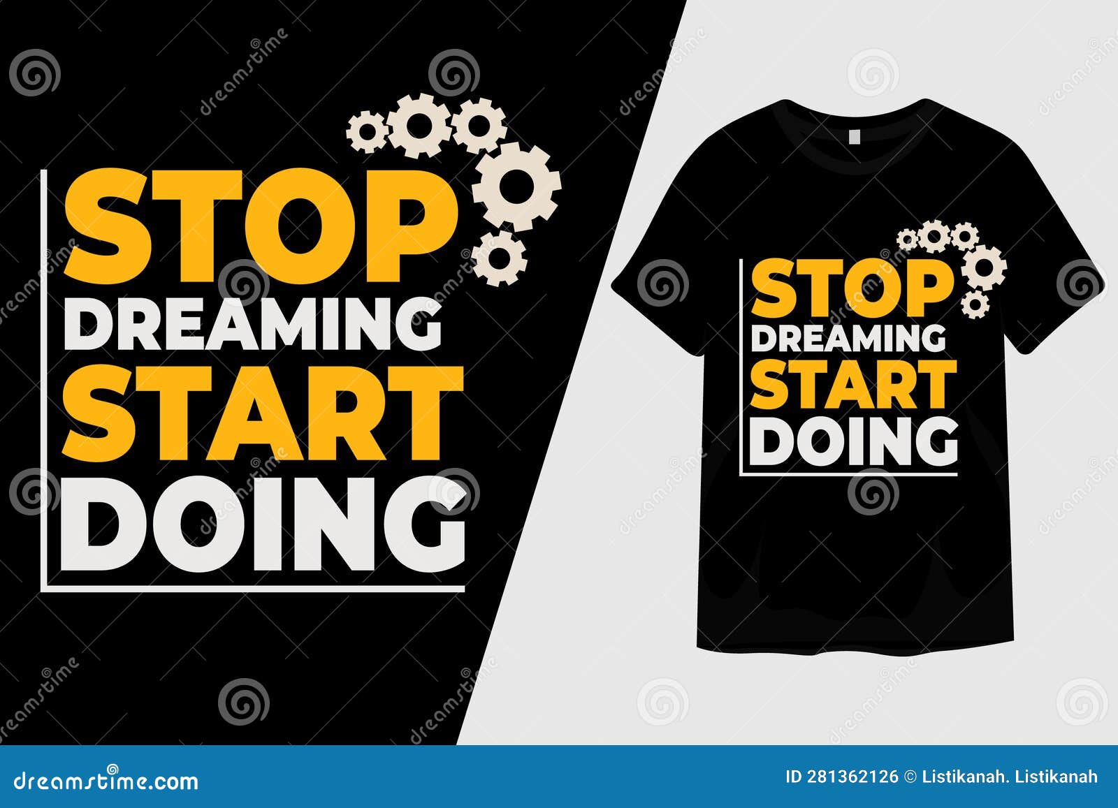 Stop Dreaming Start Doing Typography T-Shirt Design Stock Vector ...