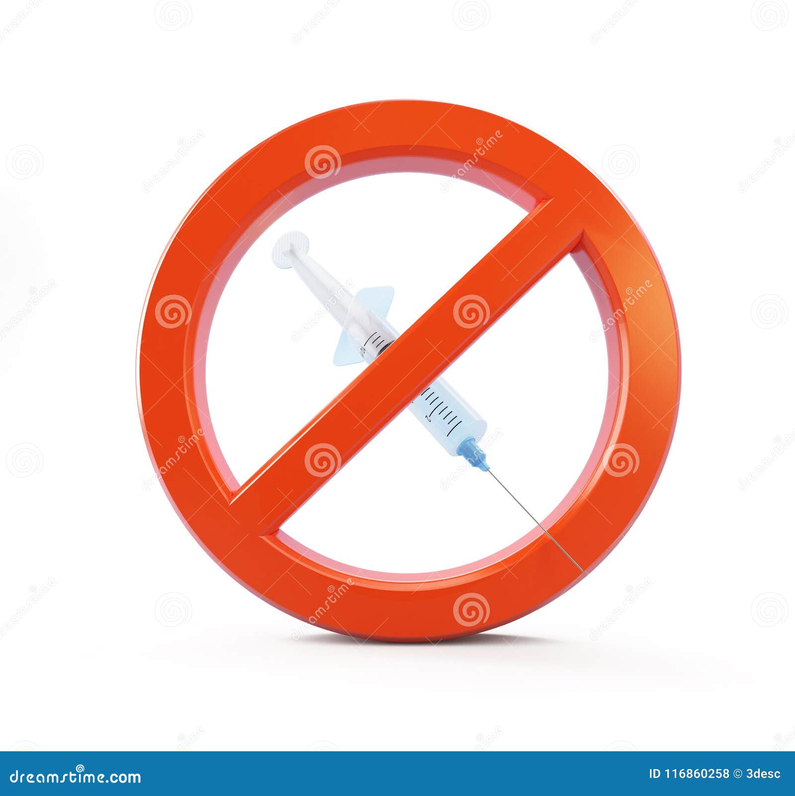 Stop Drugs Syringe on a White Background 3D Illustration, 3D Rendering ...