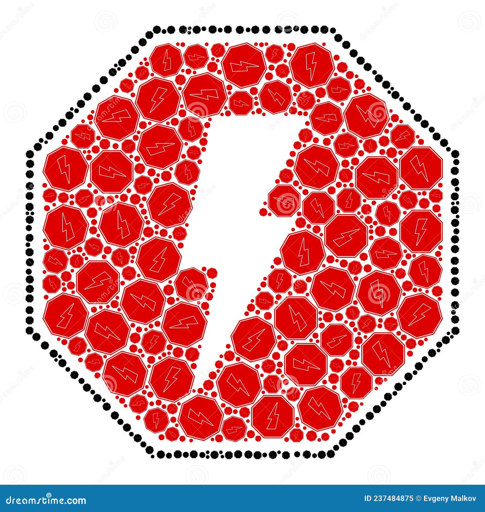 Stop Electricity Octagon Fractal Icon Mosaic Of Self Icons Stock Vector
