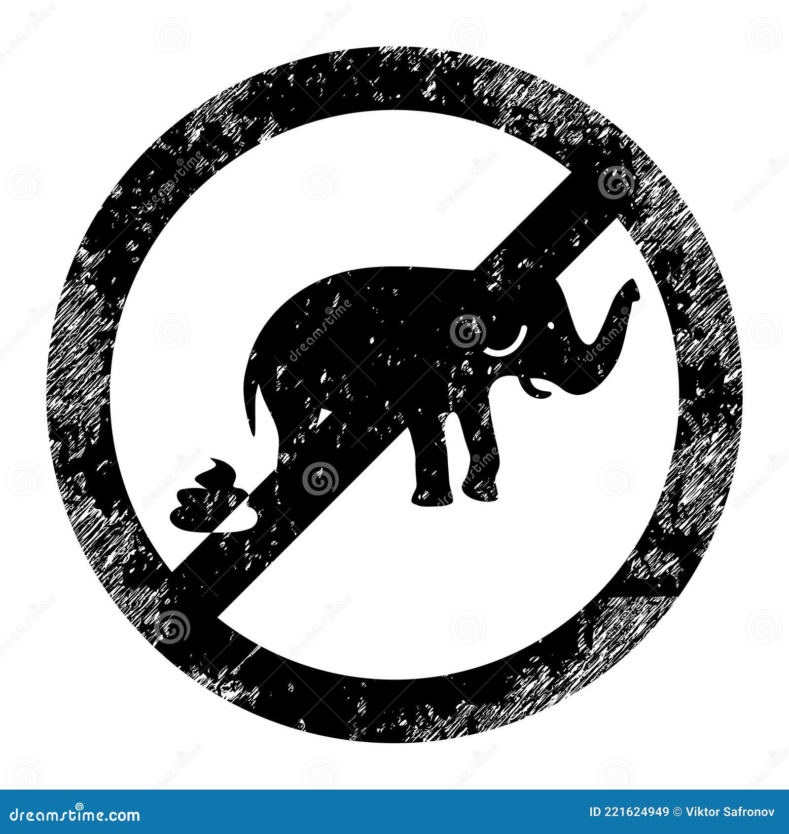 Stop Elephant Shit Scratched Icon Symbol Stock Vector - Illustration of ...
