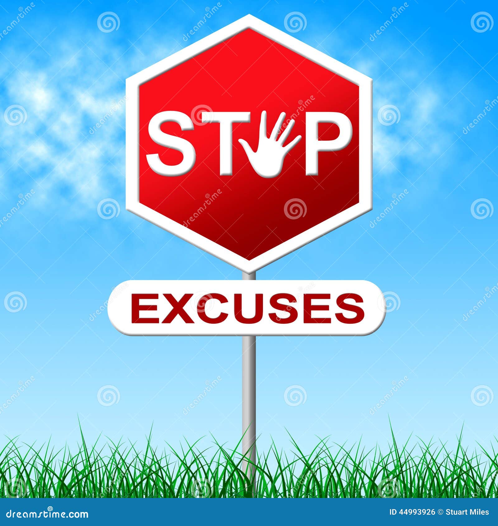 Stop Excuses Means Warning Sign and Caution Stock Illustration ...