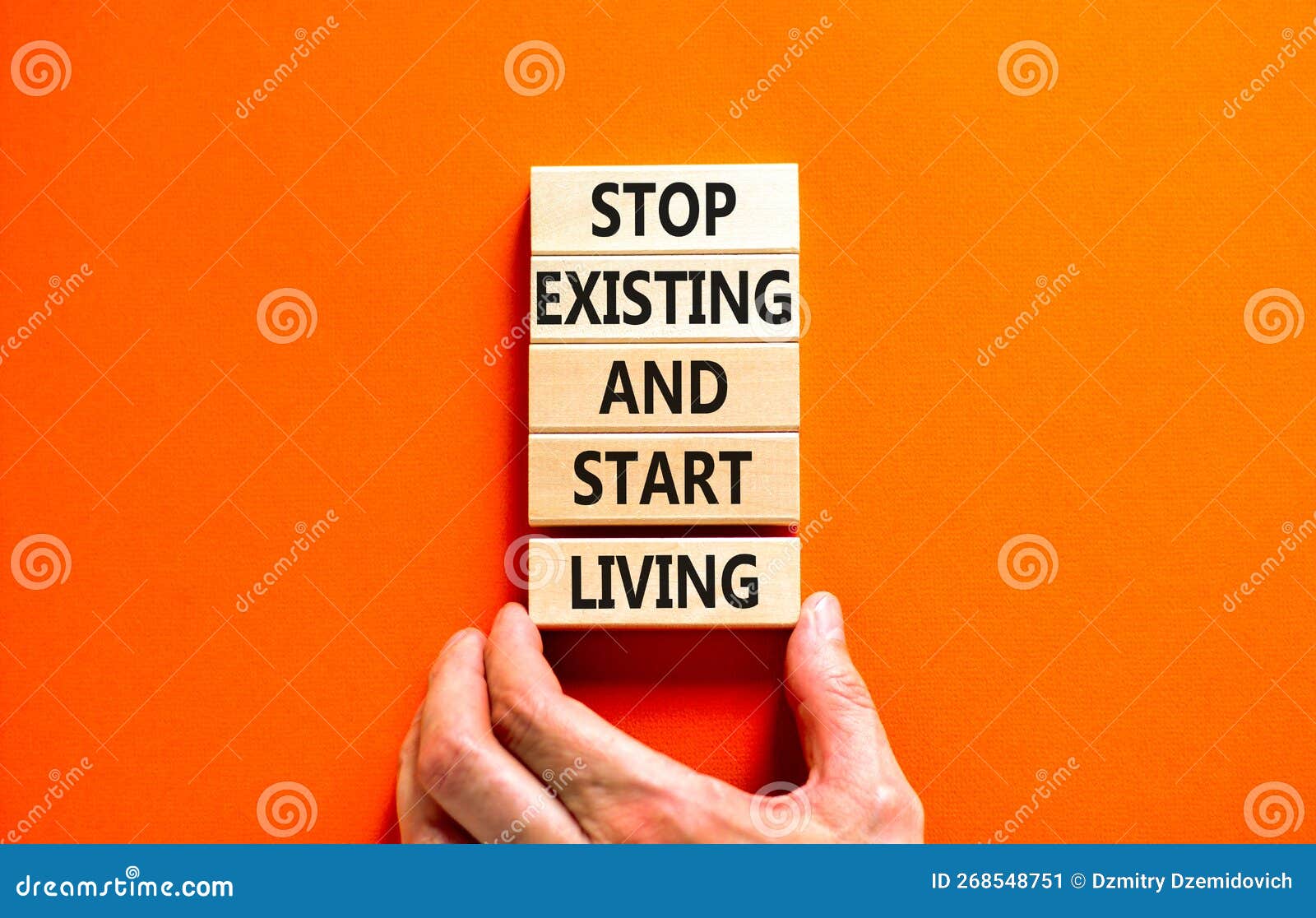 Stop Existing Start Living Symbol Concept Words Stop Existing And