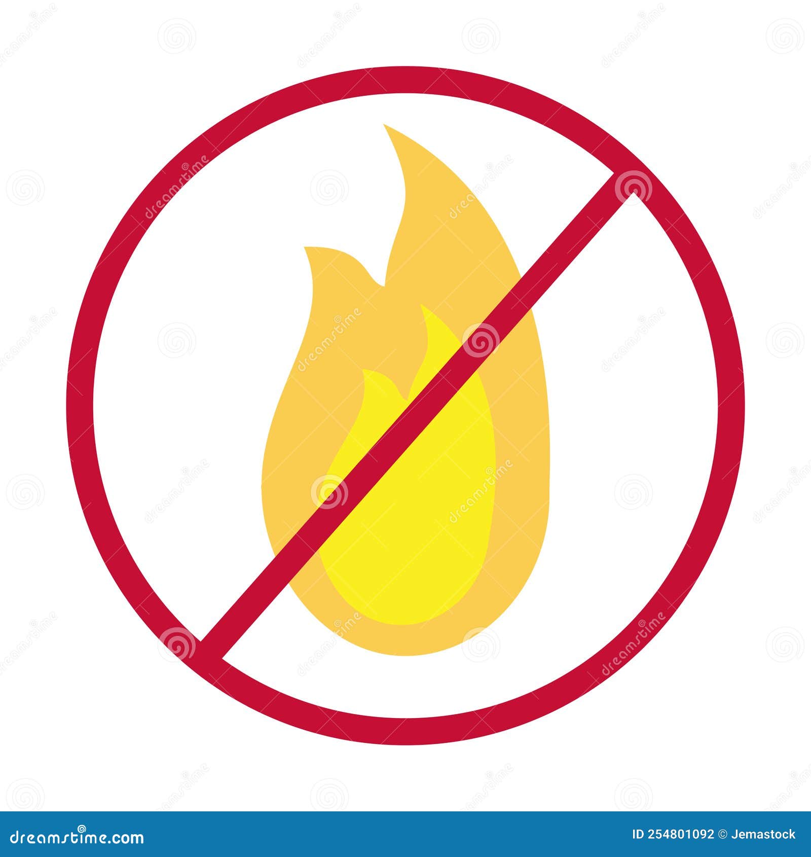 Stop Fire Icon. Prohibition Open Flame Symbol Cartoon Vector ...