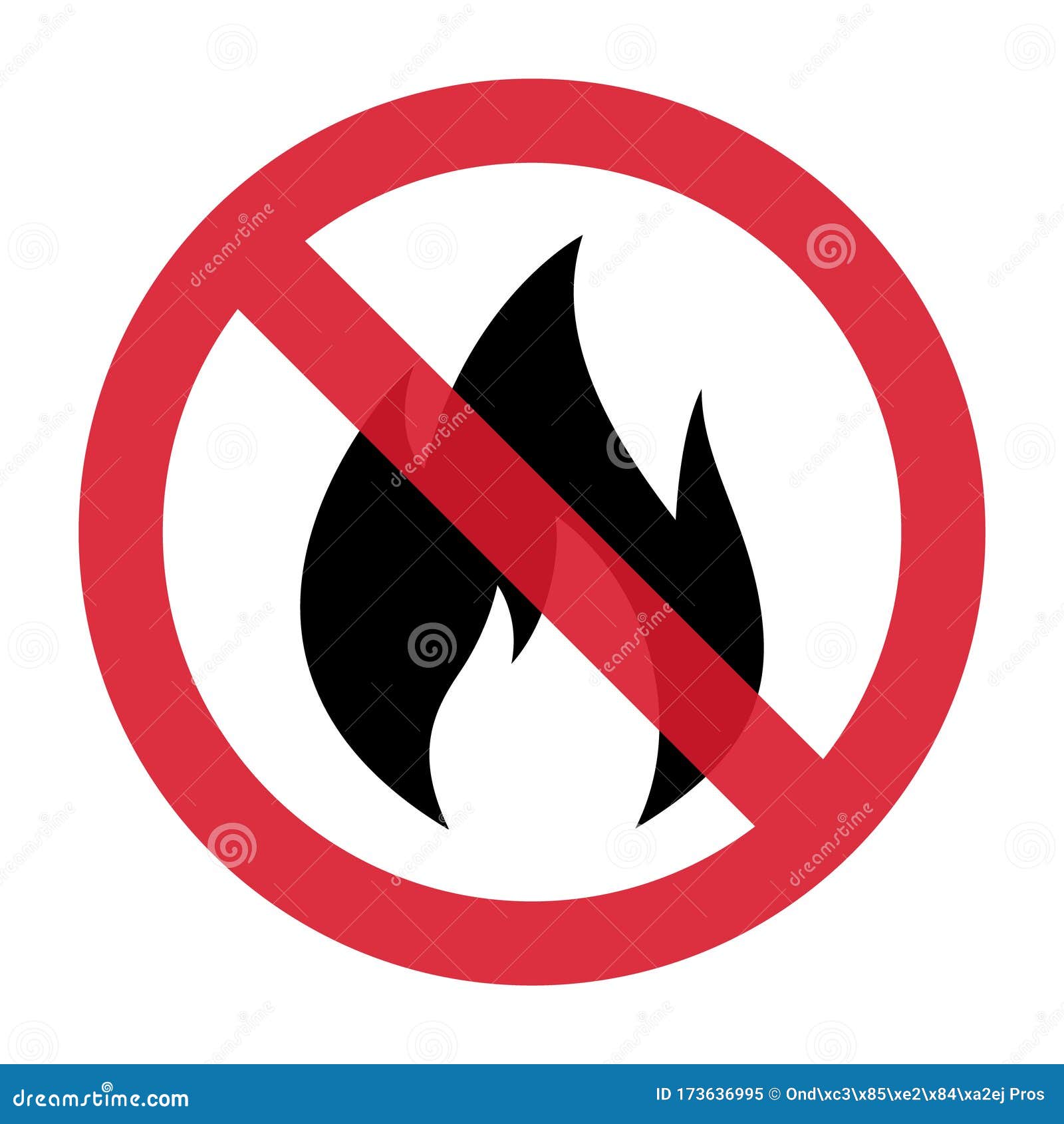 Stop Fire Icon. Prohibition Open Flame Symbol Cartoon Vector ...