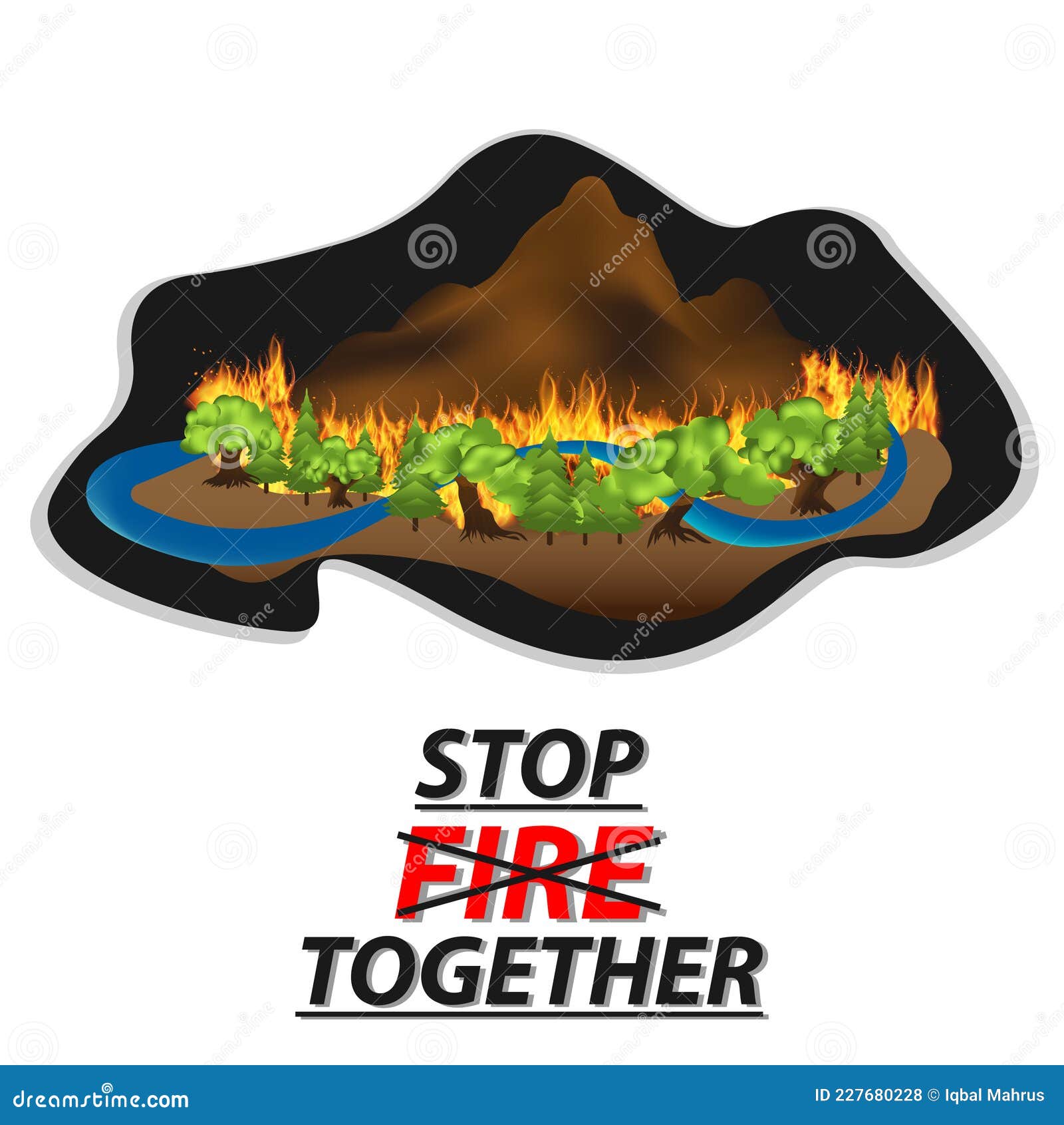 Stop Fire Icon. Prohibition Open Flame Symbol Cartoon Vector ...