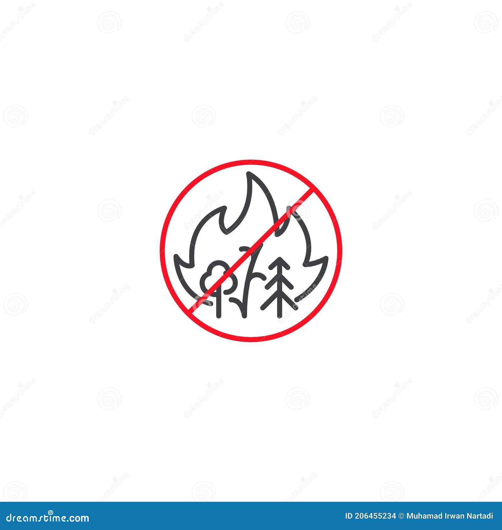 Stop Fire Icon. Prohibition Open Flame Symbol Cartoon Vector ...