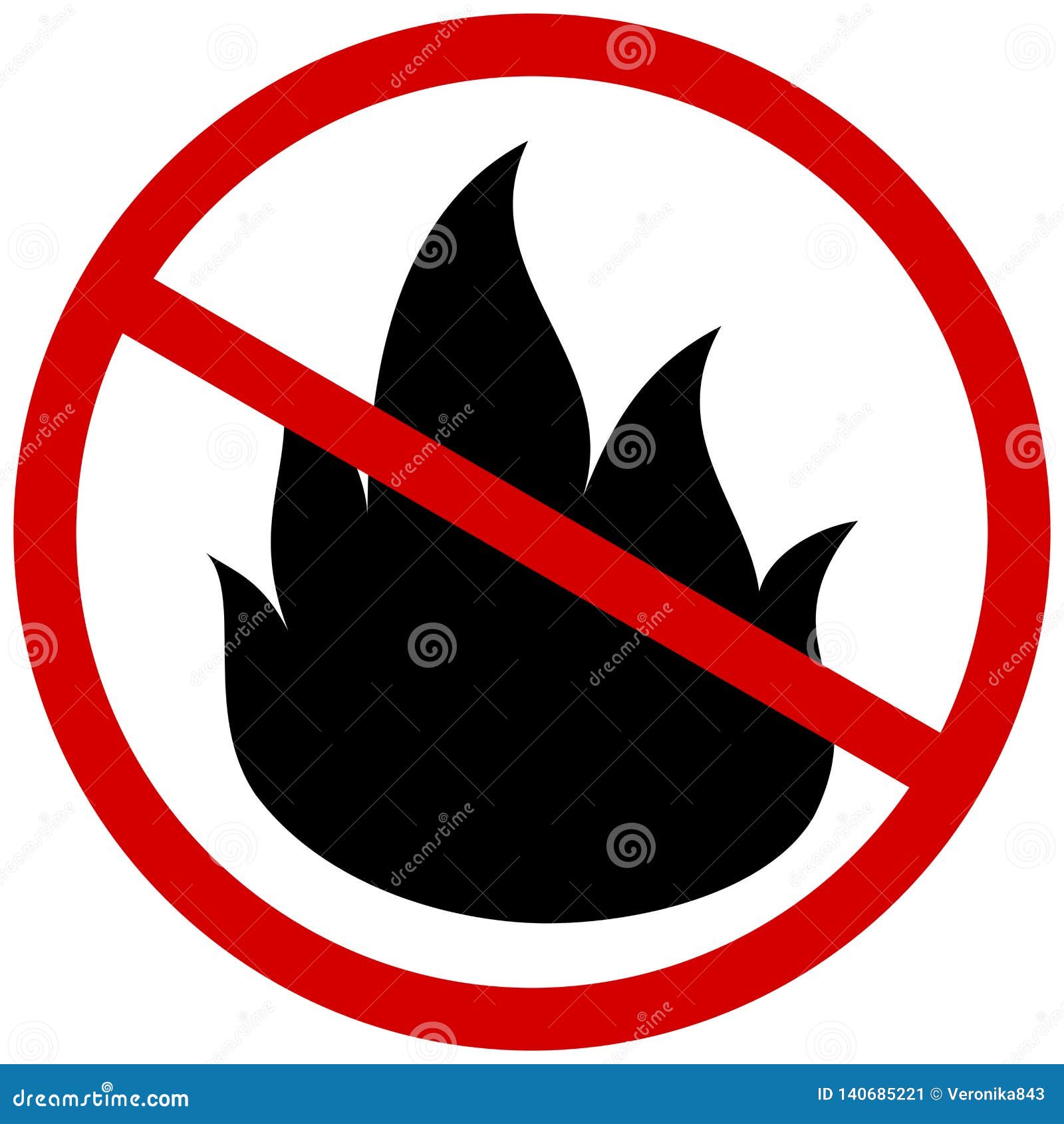 Stop Fire Icon. Prohibition Open Flame Symbol Stock Vector ...