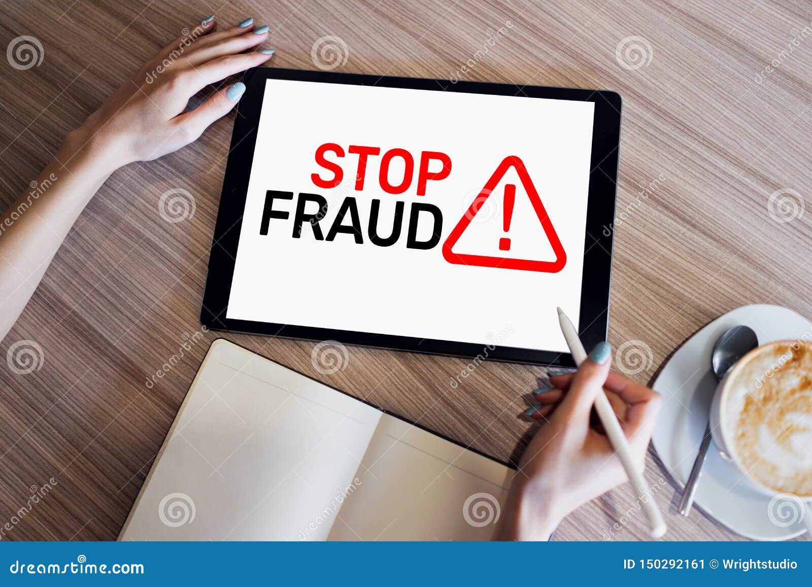 Stop Fraud Banner on Screen. Cybercrime and Internet Security Concept ...
