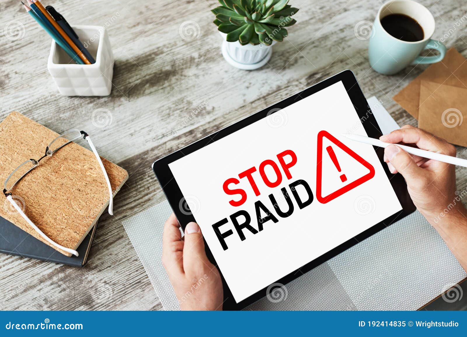 Stop Fraud Banner on Screen. Cybercrime and Internet Security Concept ...