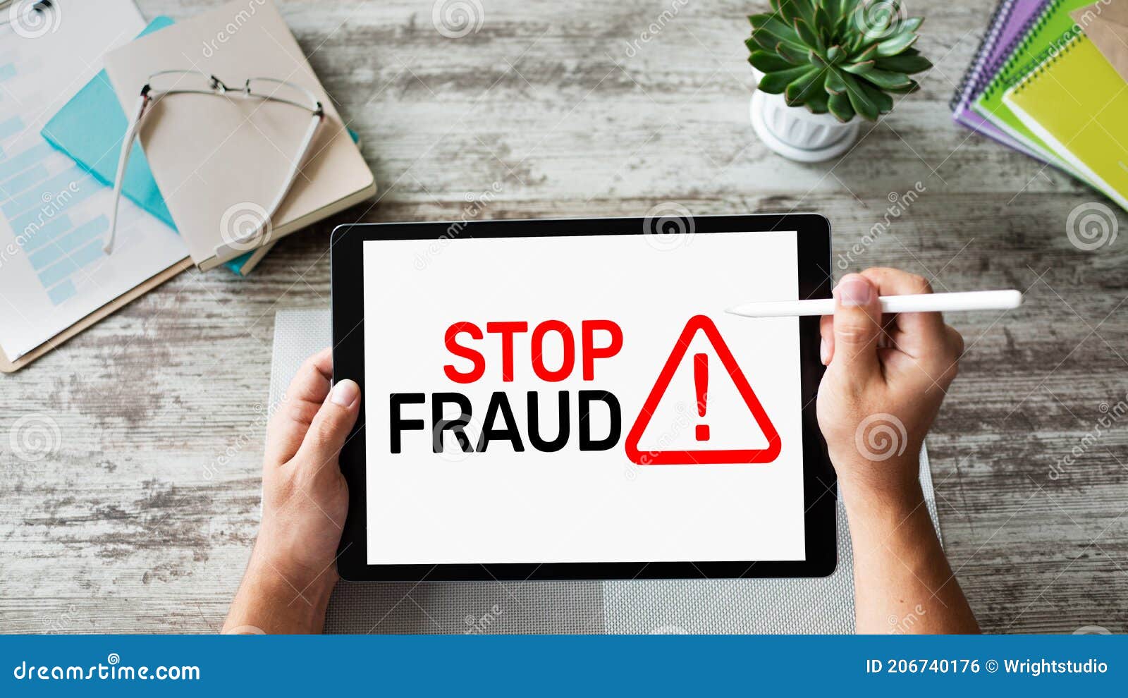 Stop Fraud Banner on Screen. Cybercrime and Internet Security Concept ...