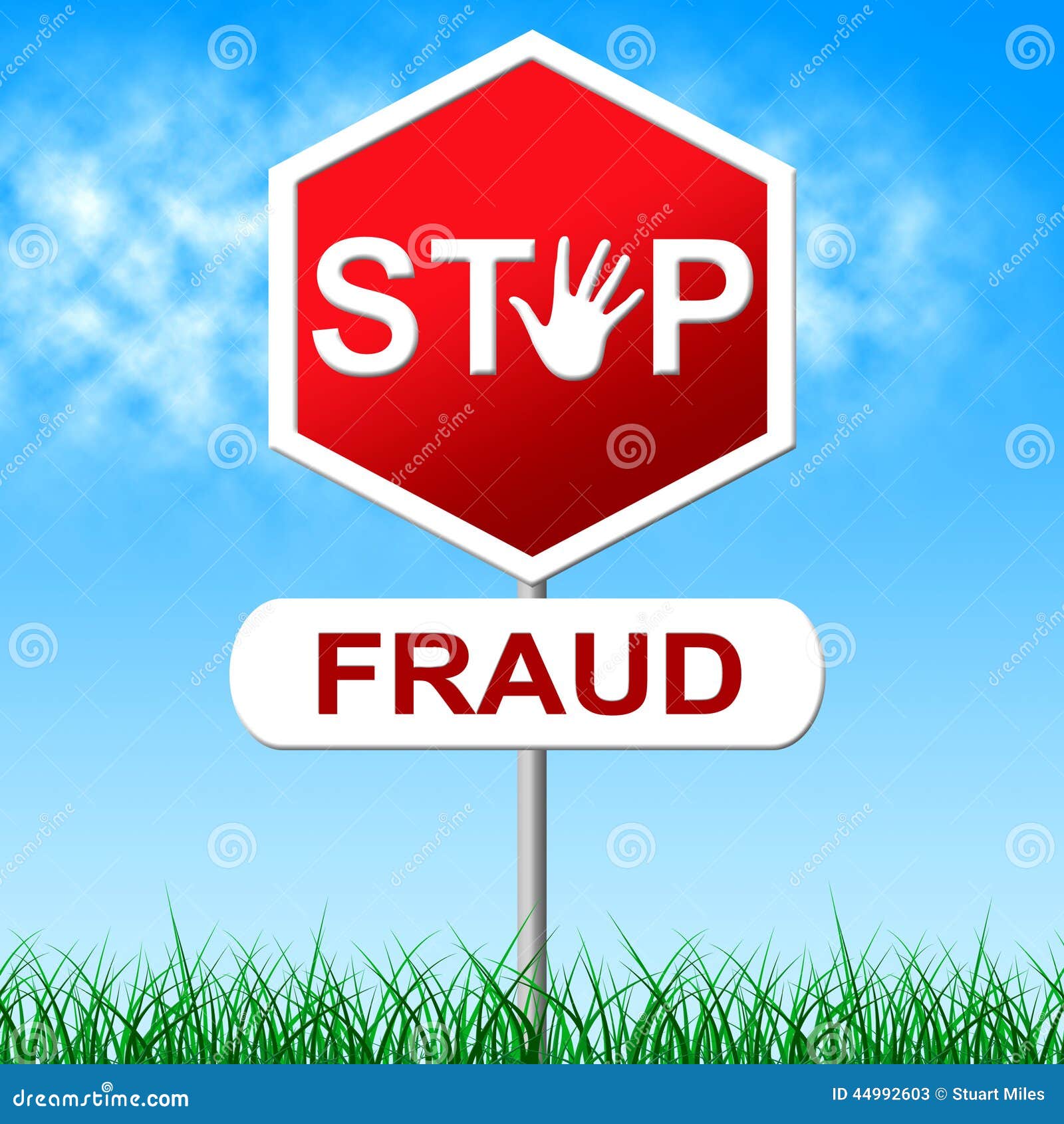 Stop Fraud Indicates Warning Sign and Con Stock Illustration ...