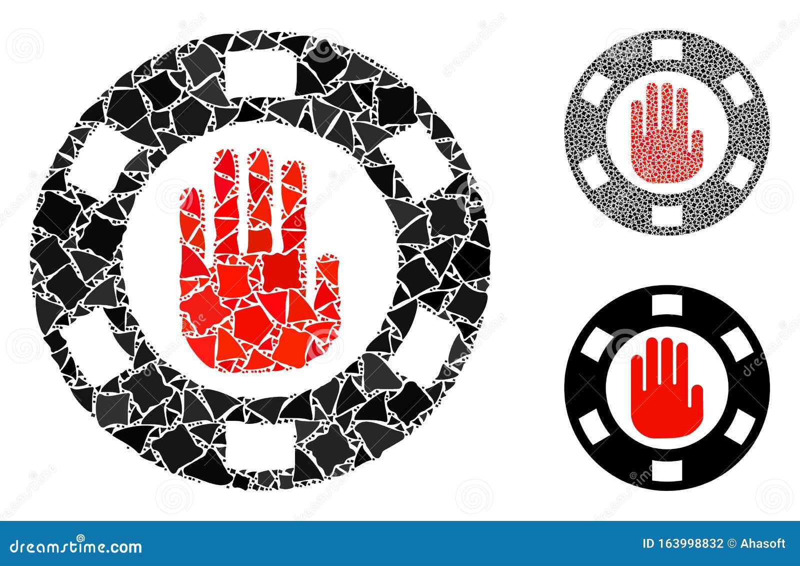Stop Gambling Chip Composition Icon of Uneven Parts Stock Vector ...