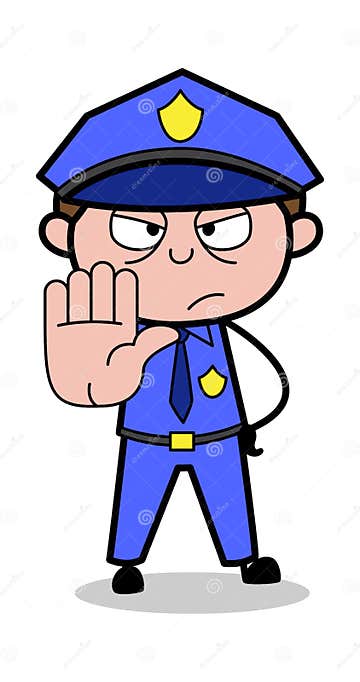Stop Gesture - Retro Cop Policeman Vector Illustration Stock ...