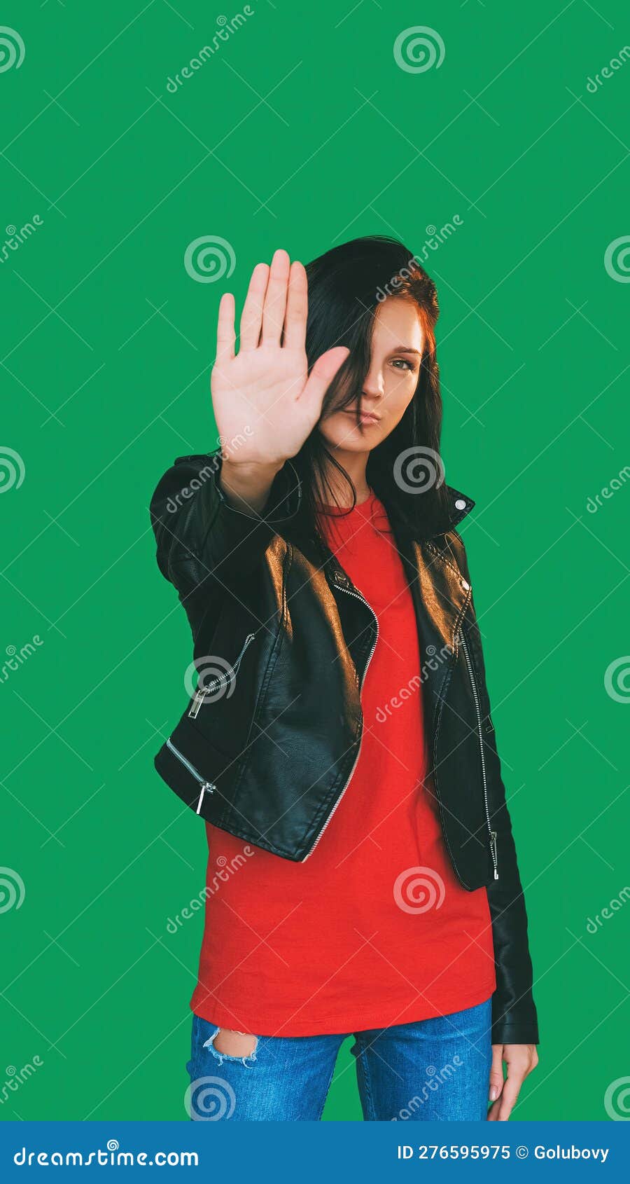 Stop Gesture Warning Sign Serious Strict Woman Stock Image - Image of ...