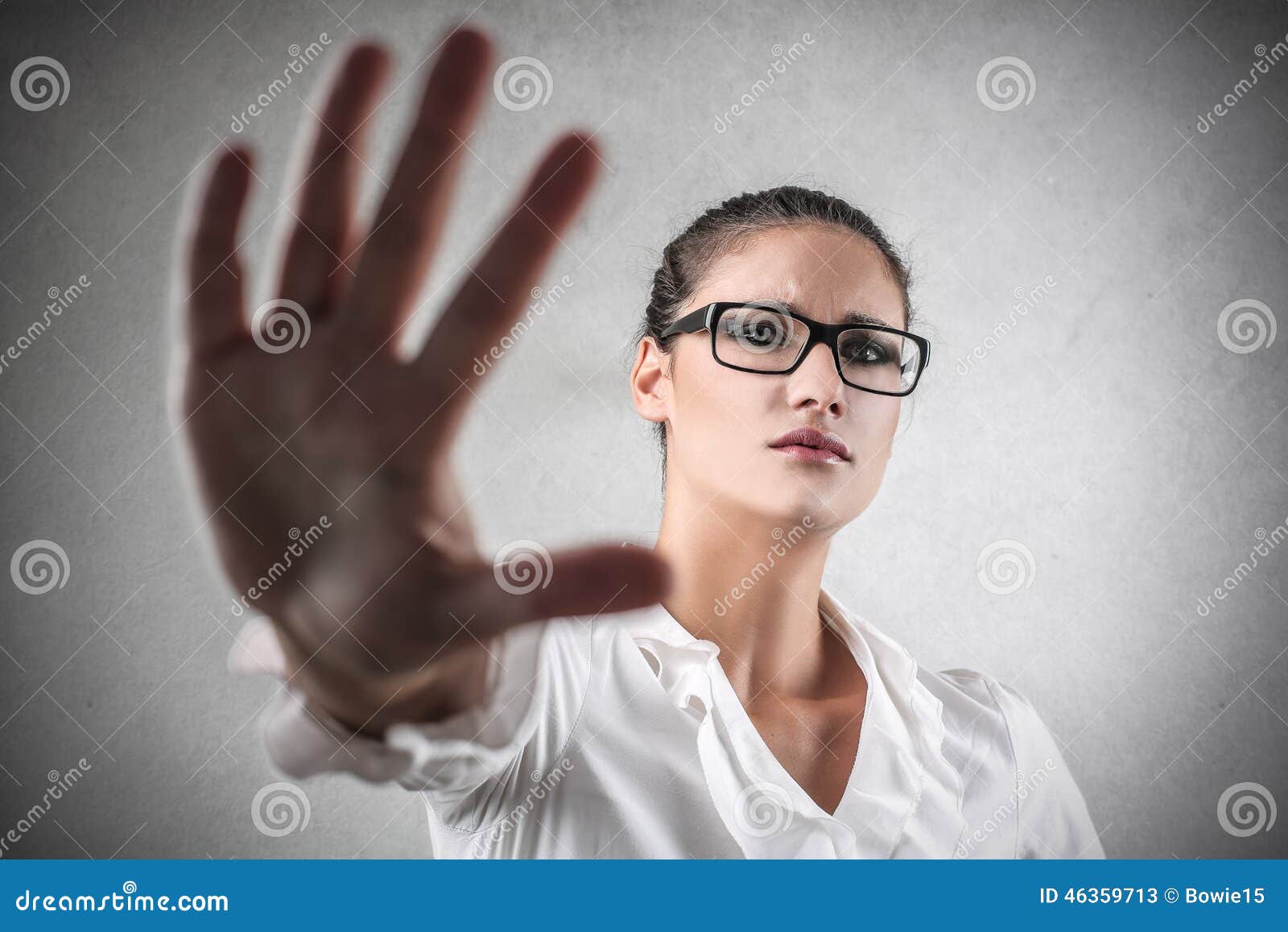 Stop gesture stock image. Image of glasses, business - 46359713