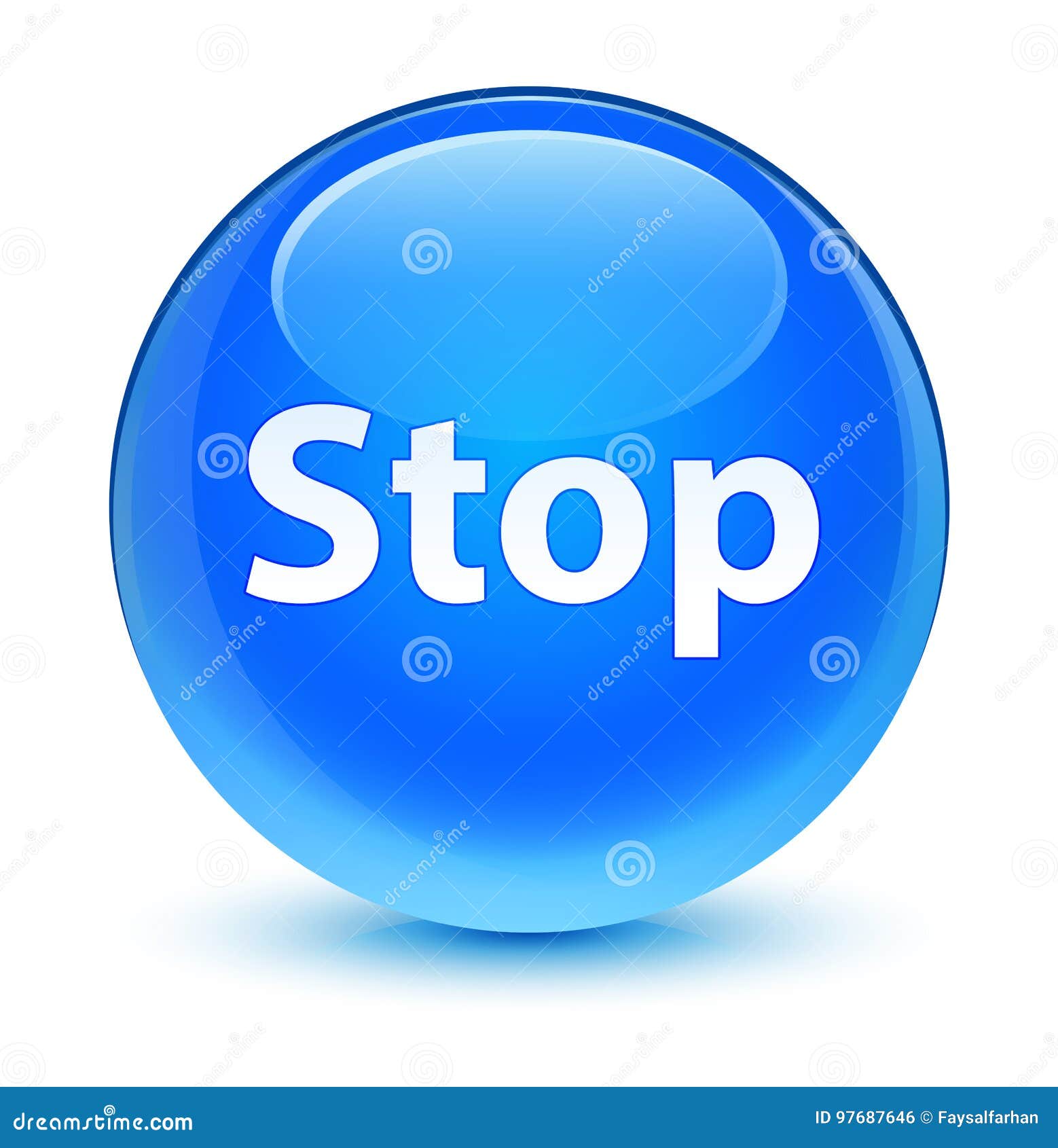 Stop Glassy Cyan Blue Round Button Stock Illustration - Illustration of ...
