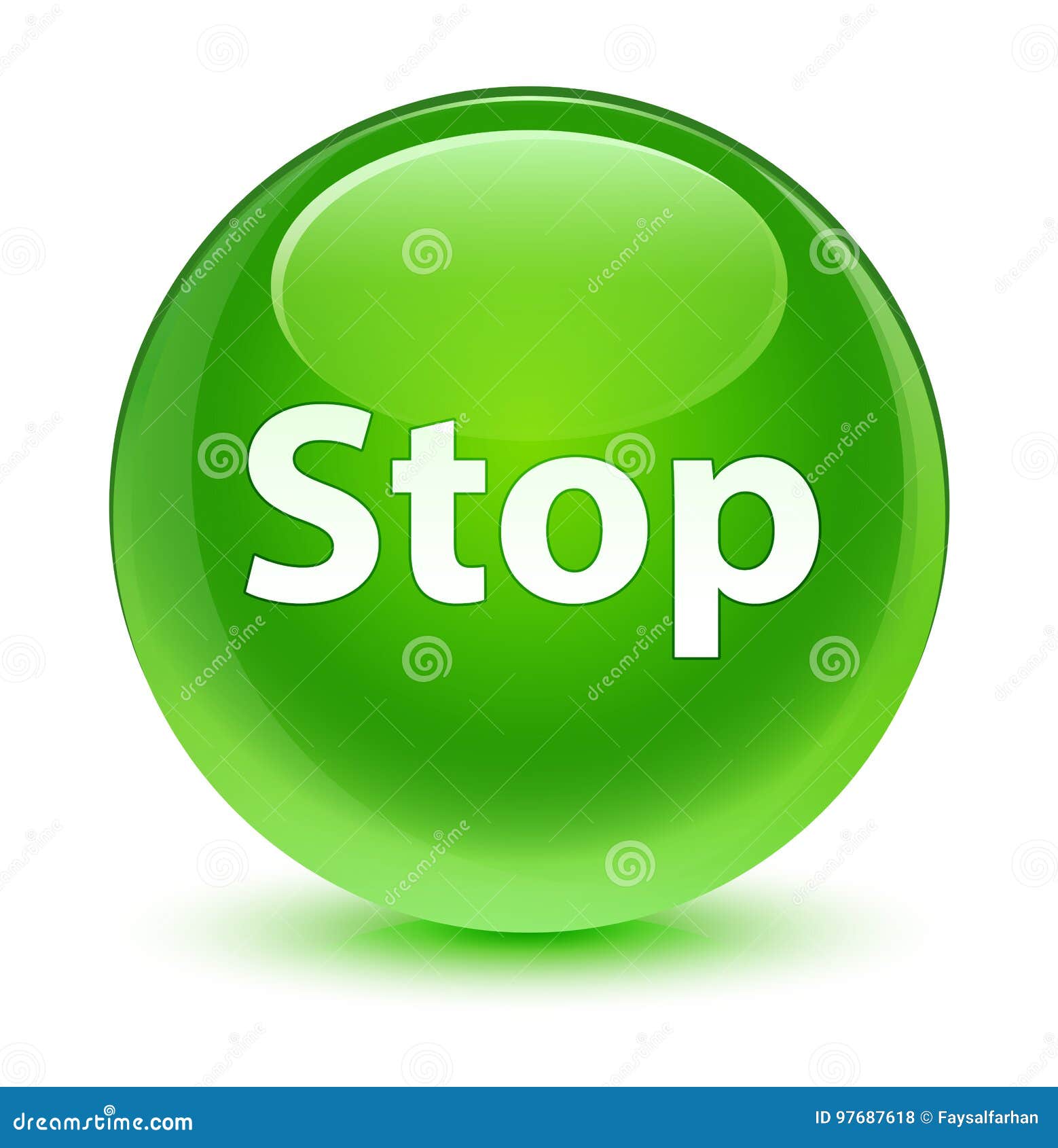 Stop Glassy Green Round Button Stock Illustration - Illustration of ...