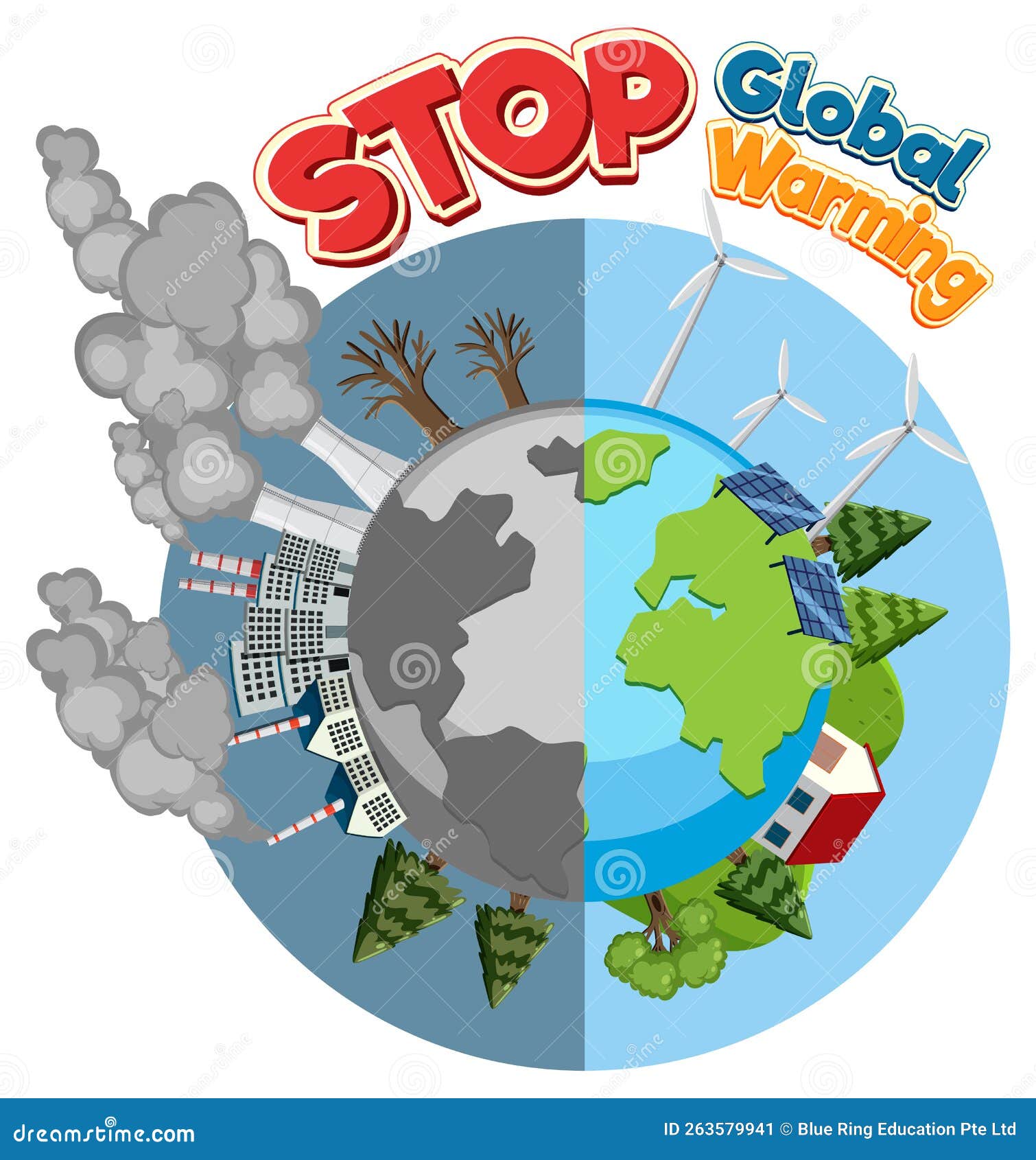 Stop Global Warming And Climate Change. Air Pollution And Carbon ...