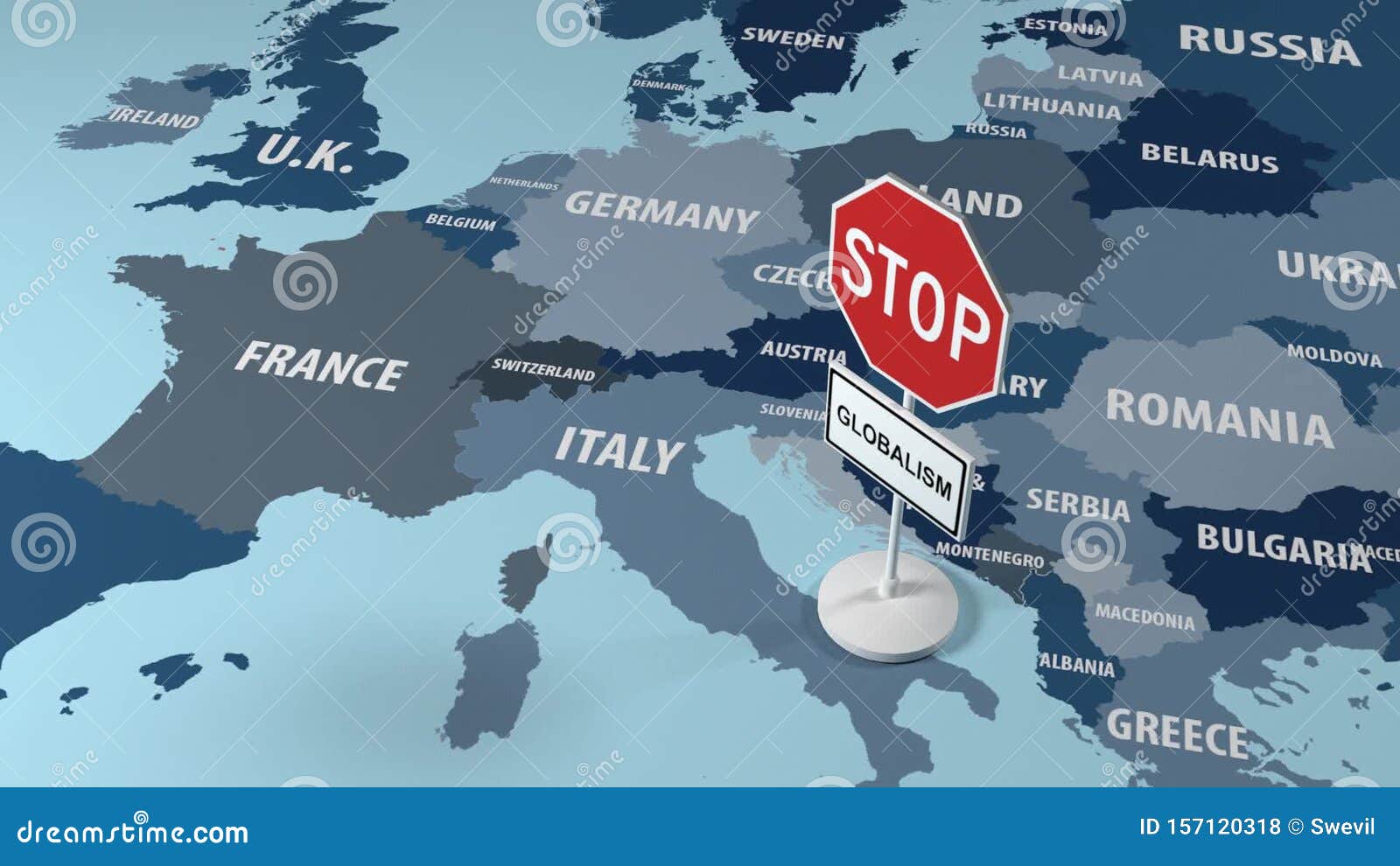 Stop Globalism Across Europe. Map Sign. Stock Footage - Video of clock ...