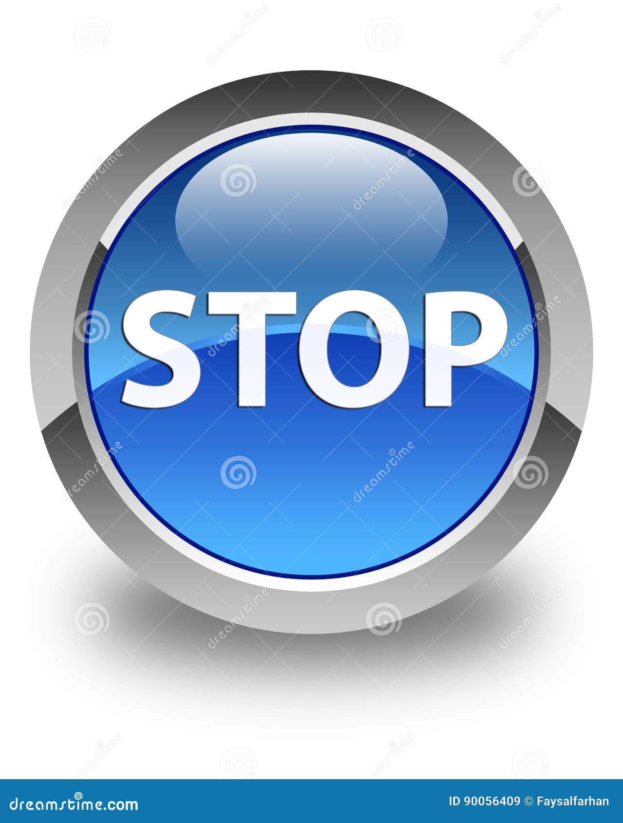 Stop Glossy Blue Round Button Stock Illustration - Illustration of ...