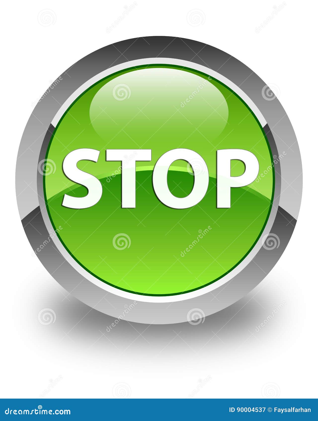 Stop Glossy Green Round Button Stock Illustration - Illustration of ...