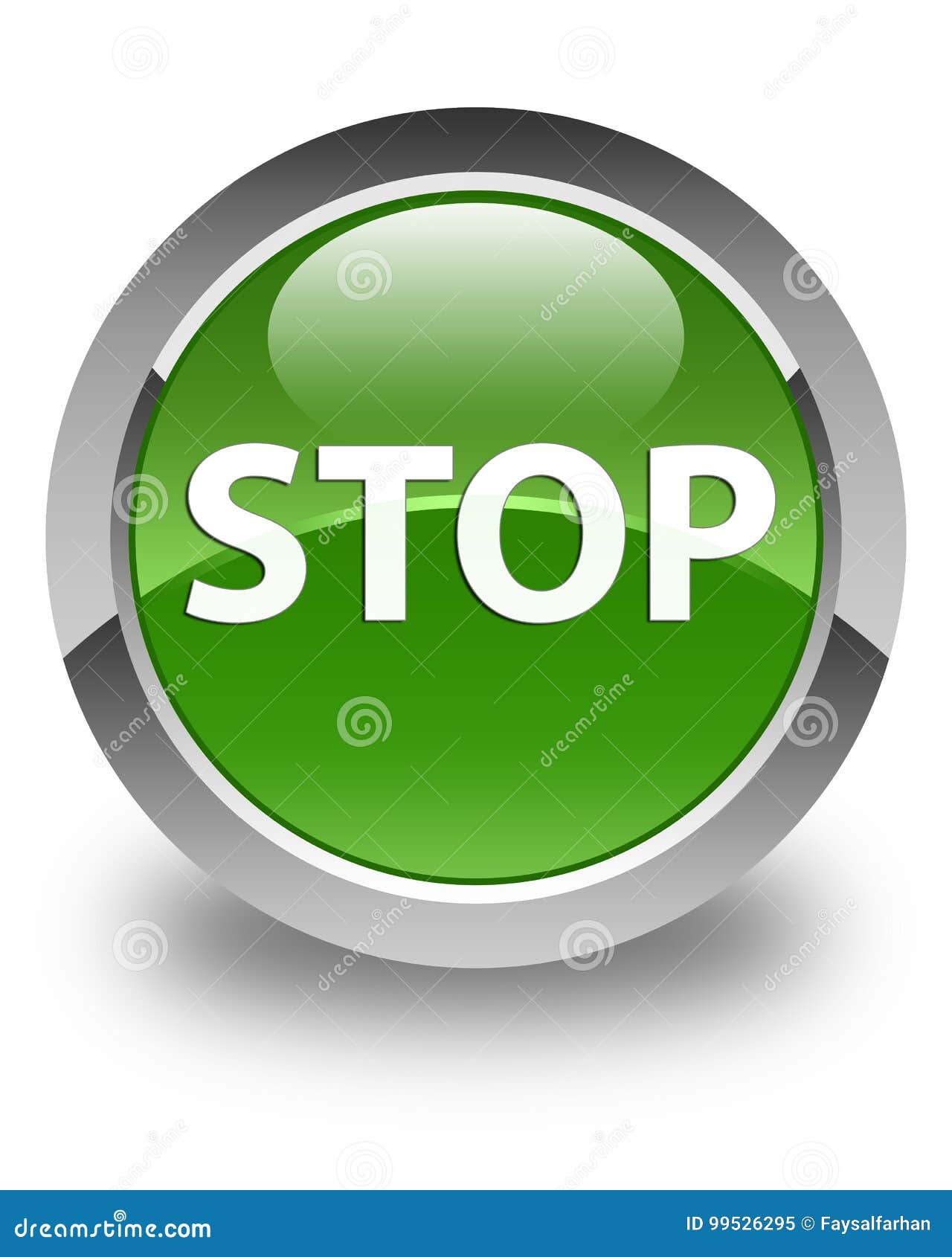 Stop Glossy Soft Green Round Button Stock Illustration - Illustration ...
