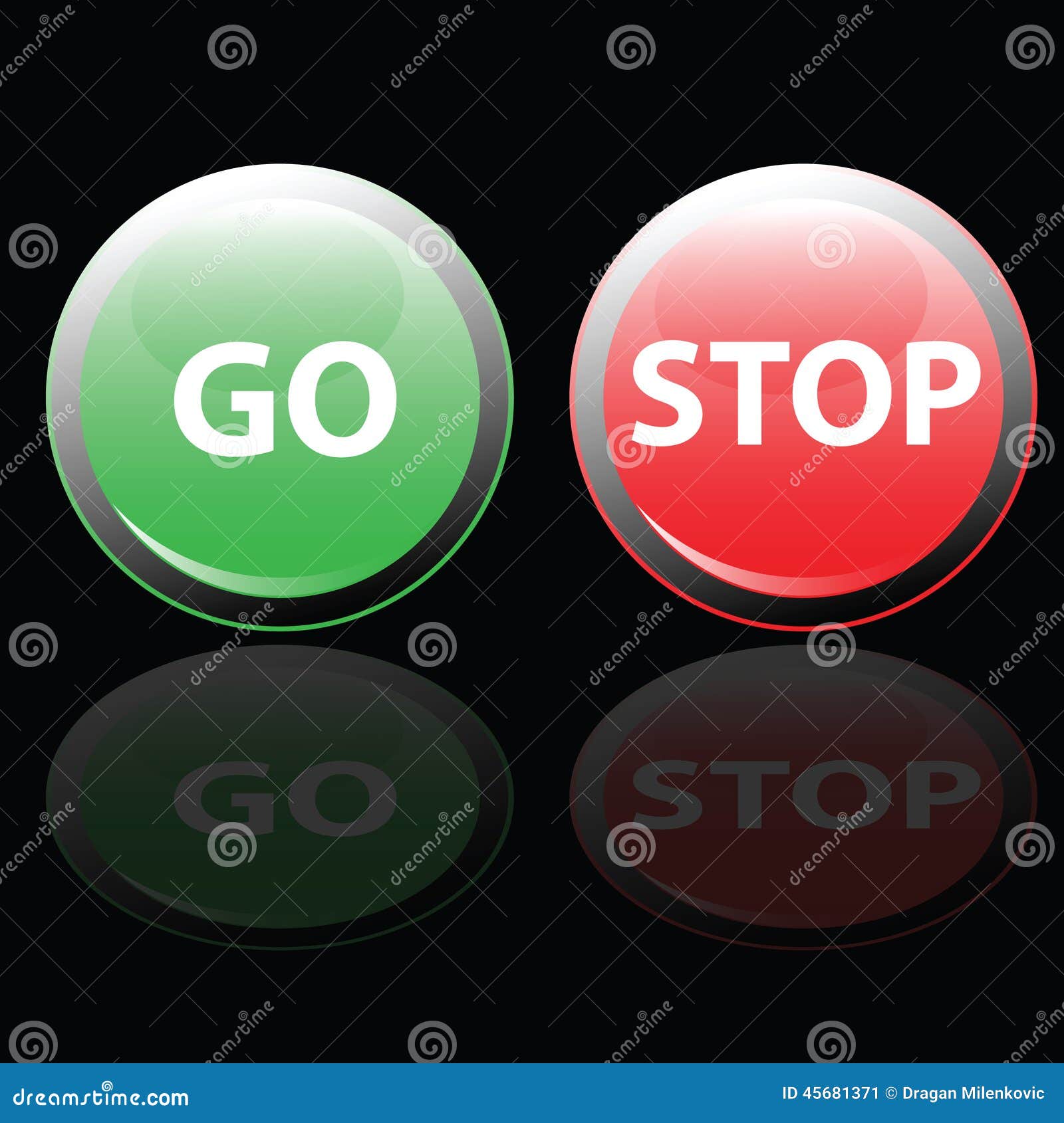 Stop and Go Button Vector Illustration Stock Vector - Illustration of ...