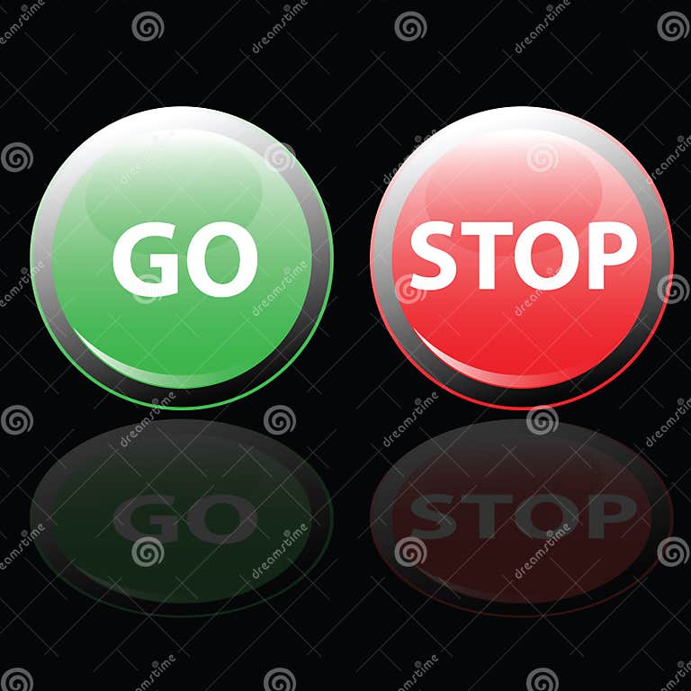 Stop and Go Button Vector Illustration Stock Vector - Illustration of ...