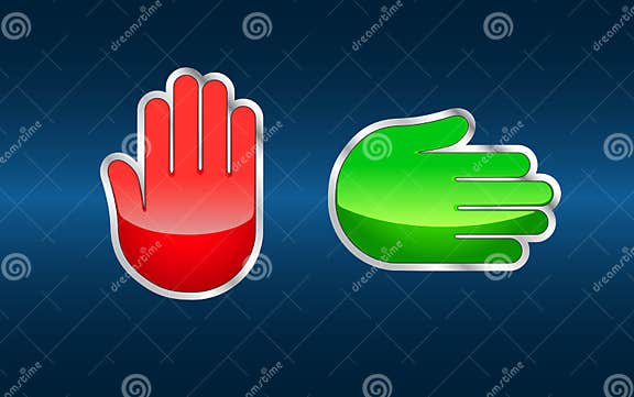 Stop and go hand signs stock vector. Illustration of button - 29551058
