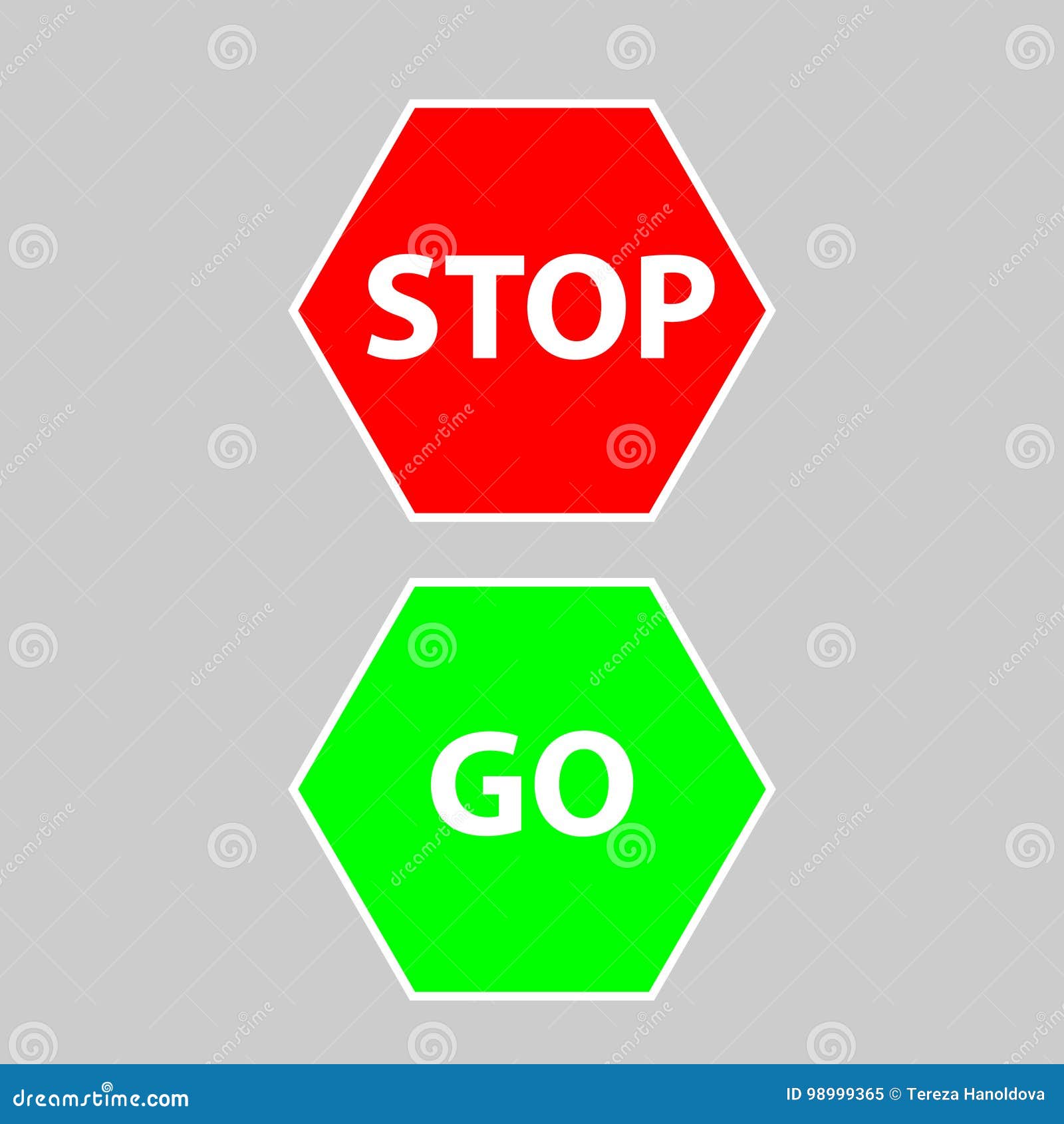 STOP and GO SIGN on GREY BACKGROUND Stock Vector - Illustration of ...