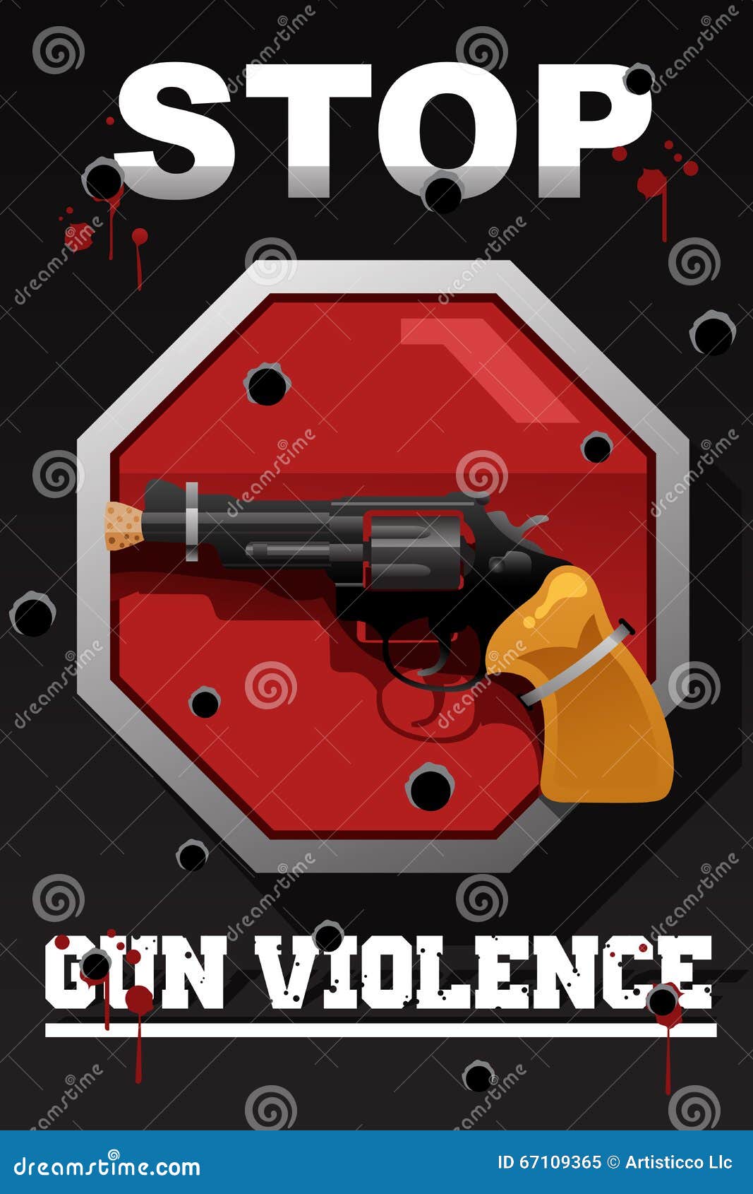 Stop Gun Violence Poster stock vector. Illustration of prohibited ...