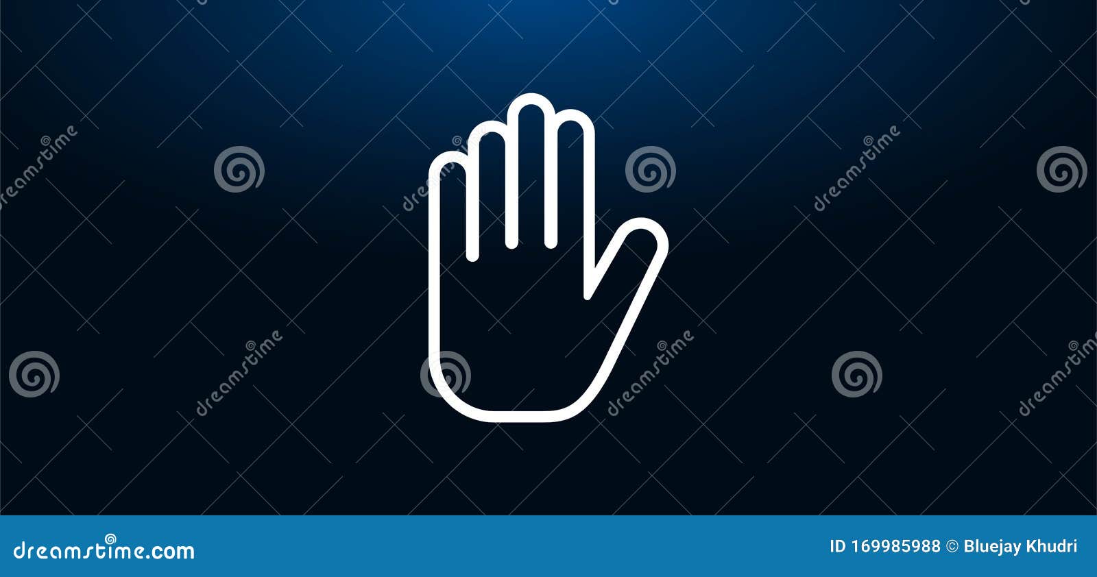 Stop Hand Icon Crystal Blue Banner Background Stock Illustration ...