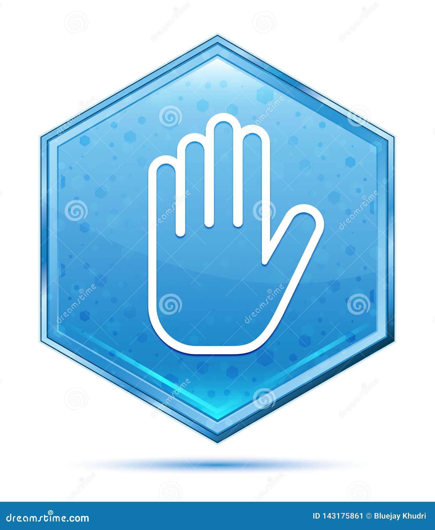 Stop Hand Icon Crystal Blue Hexagon Button Stock Illustration ...