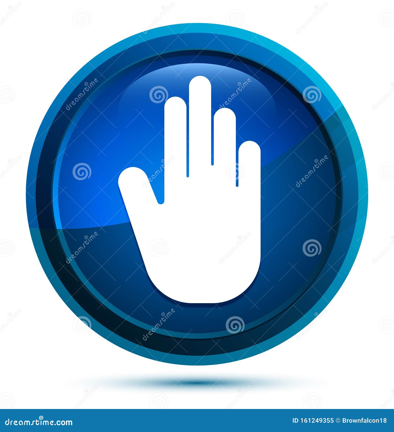 Stop Hand Icon Elegant Blue Round Button Illustration Stock Vector ...