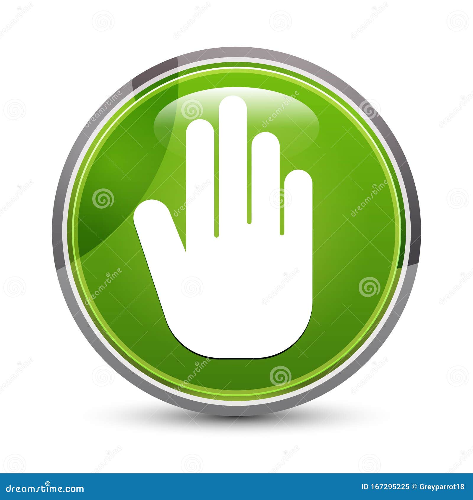 Stop Hand Icon Elegant Green Round Button Vector Illustration Stock ...