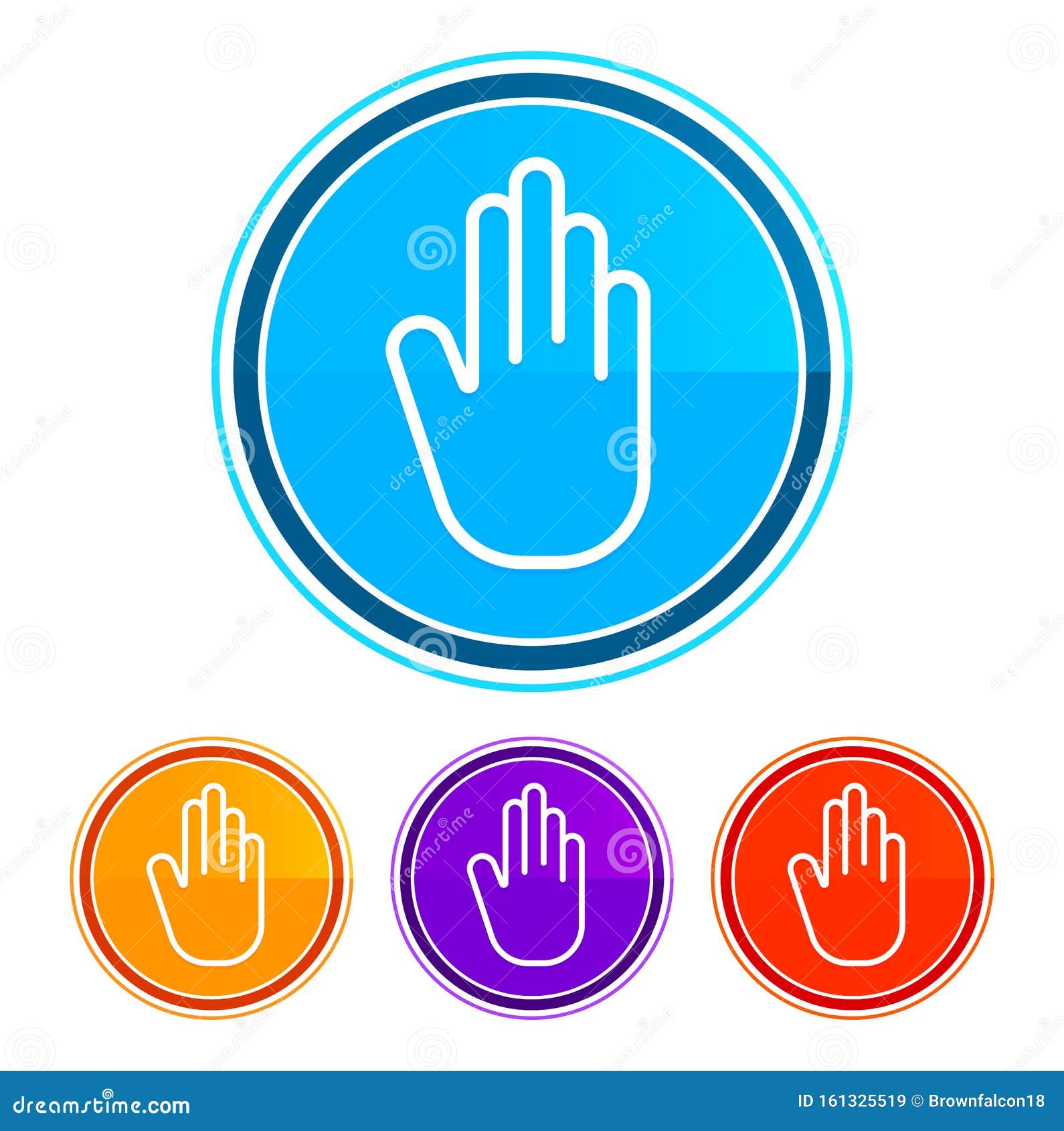 Stop Hand Icon Flat Design Round Buttons Set Illustration Design Stock ...