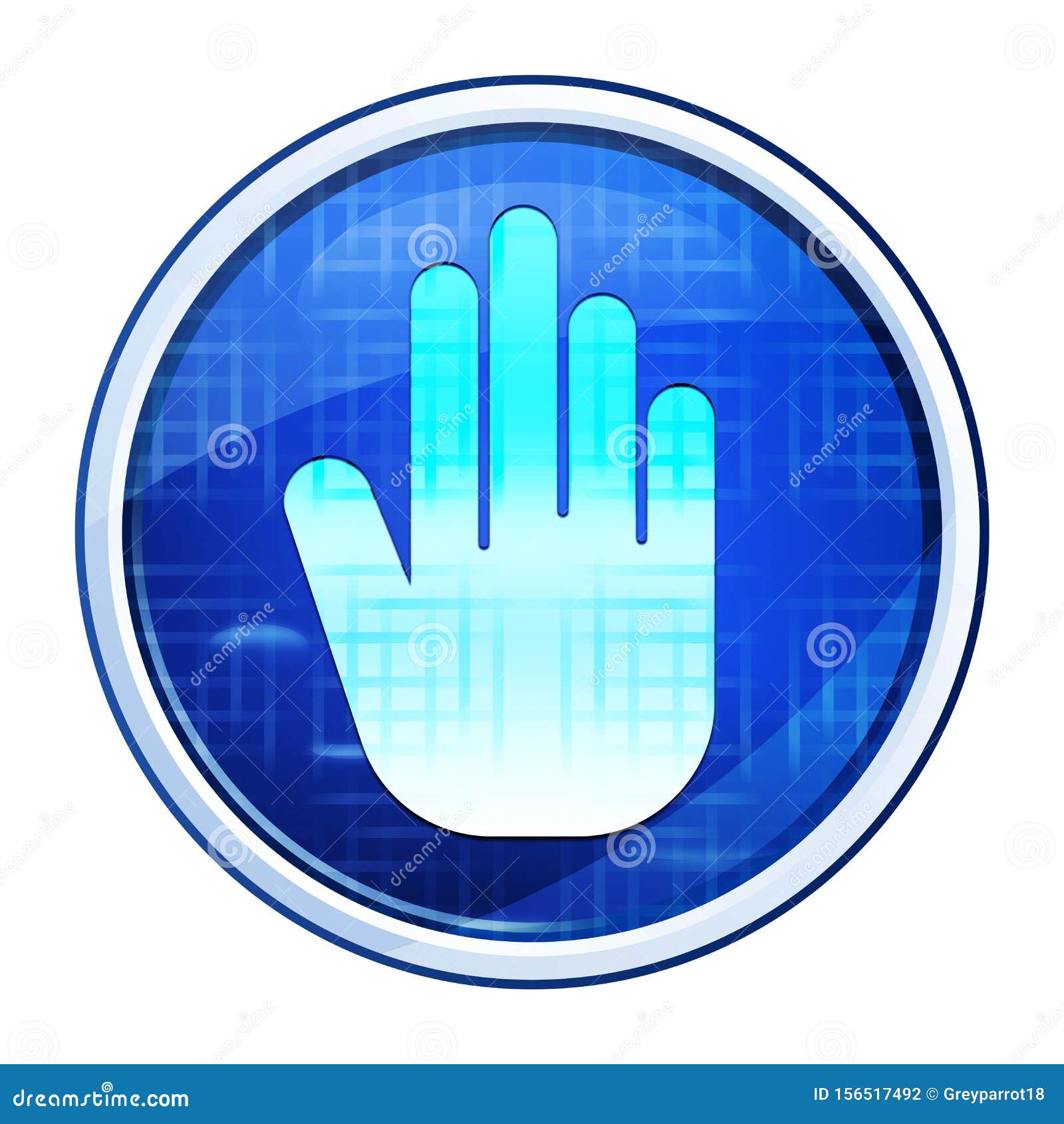 Stop Hand Icon Futuristic Blue Round Button Vector Illustration Stock ...