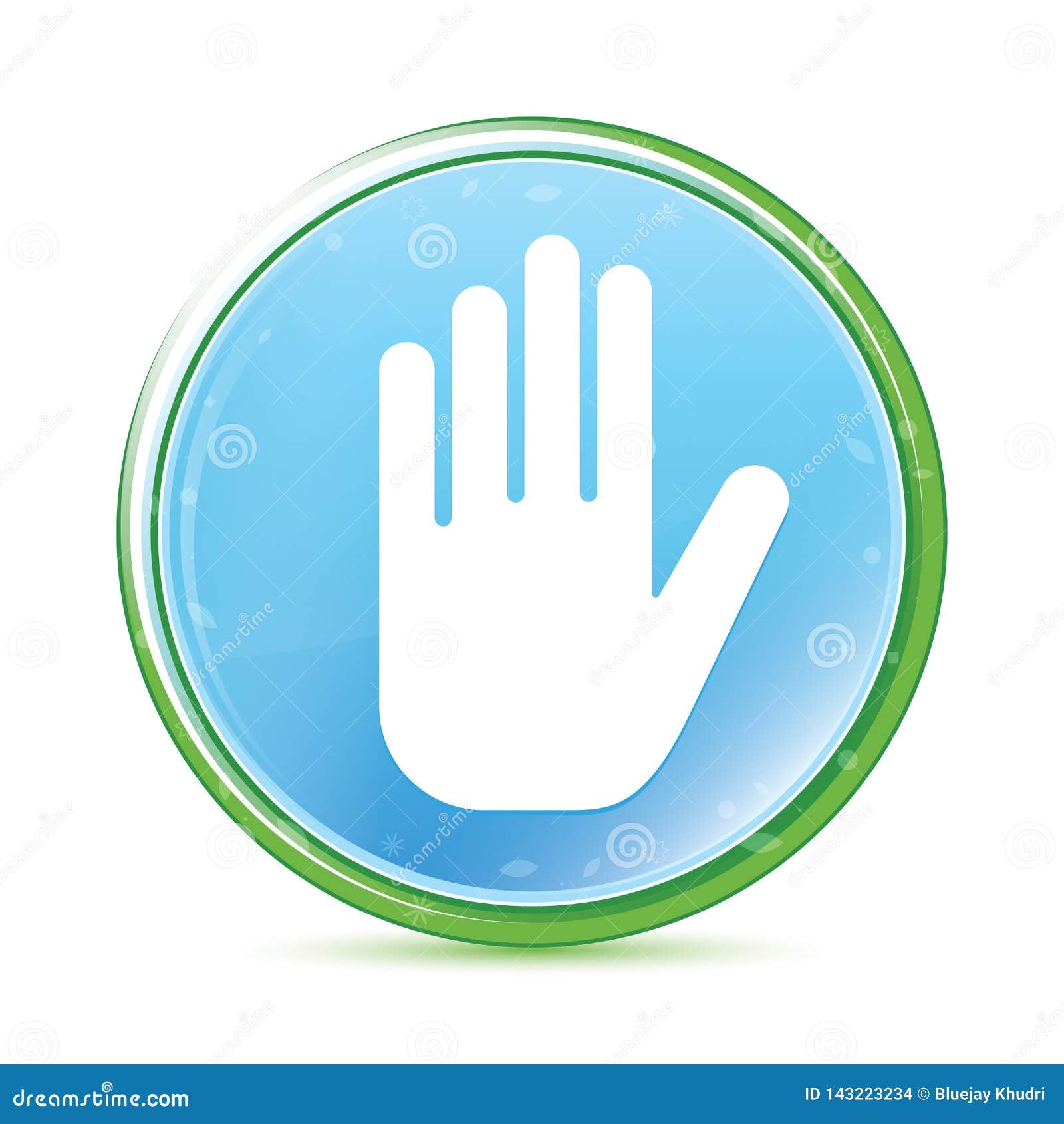 Stop Hand Icon Natural Aqua Cyan Blue Round Button Stock Illustration ...