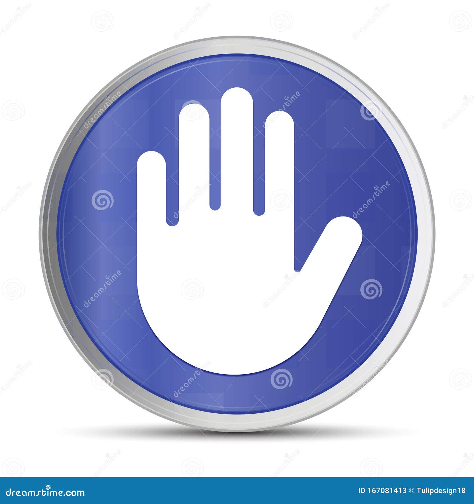 Stop Hand Icon Prime Blue Round Button Vector Illustration Design ...