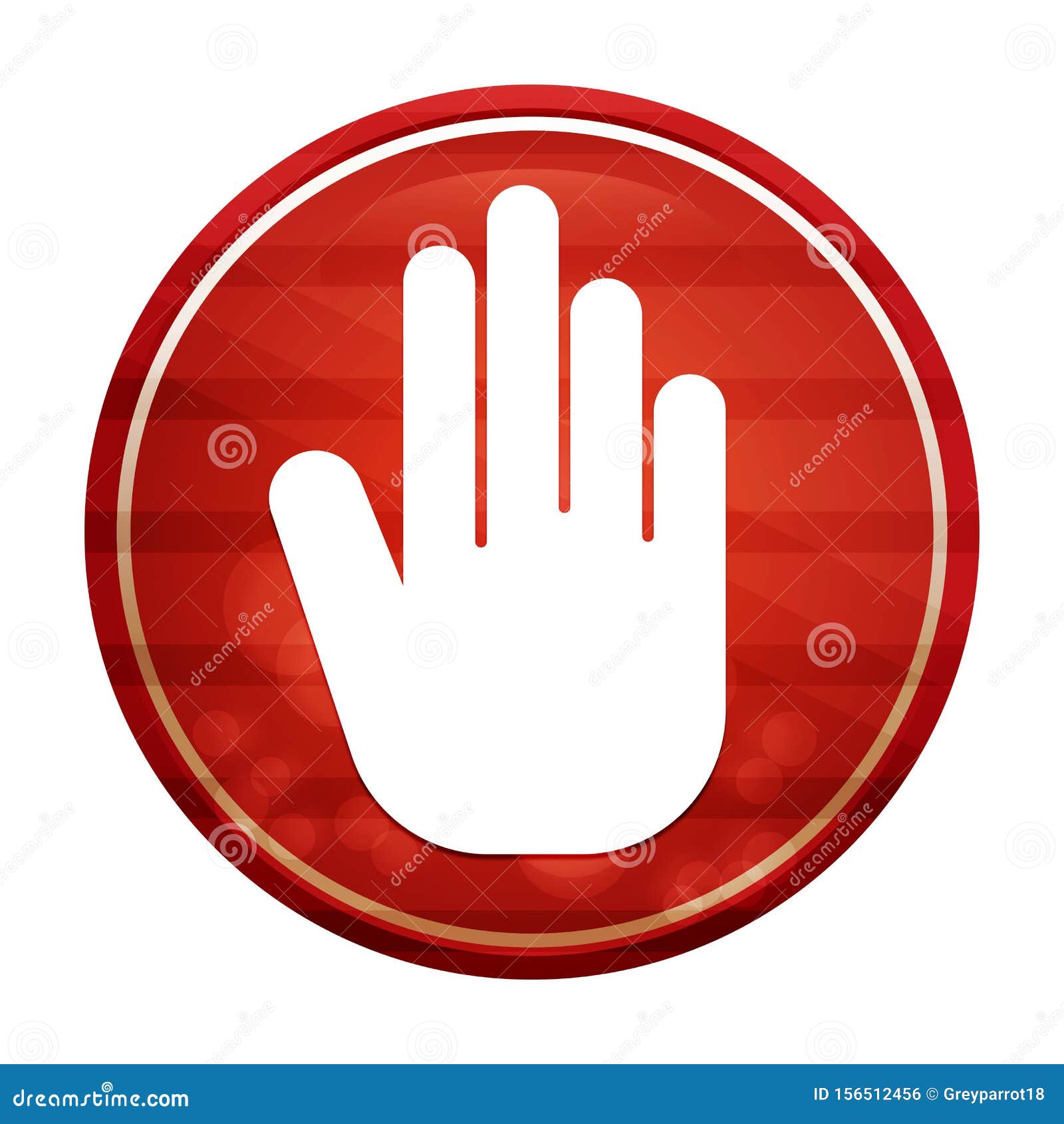 Stop Hand Icon Realistic Diagonal Motion Red Round Button Illustration ...